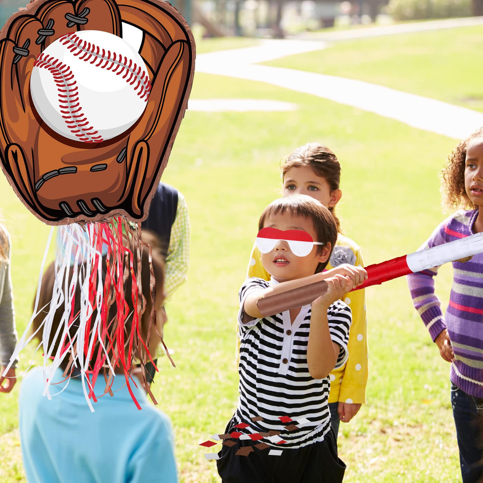 Baseball Small Pinata with Blindfold Bat for Birthday Party Softball ...