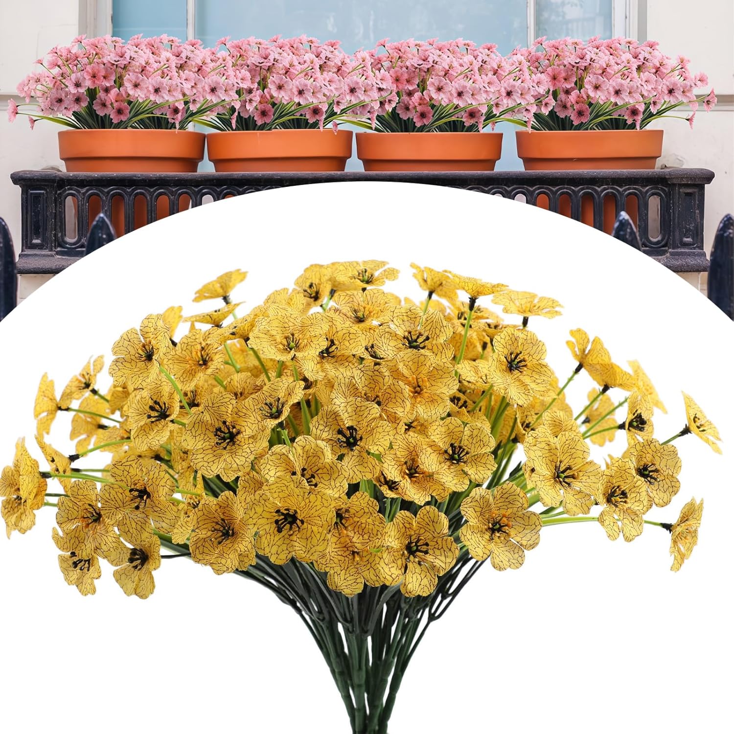 Amazon.com: KNRZVP Artificial Mums for Outdoors,Artificial Sunset Mums ...