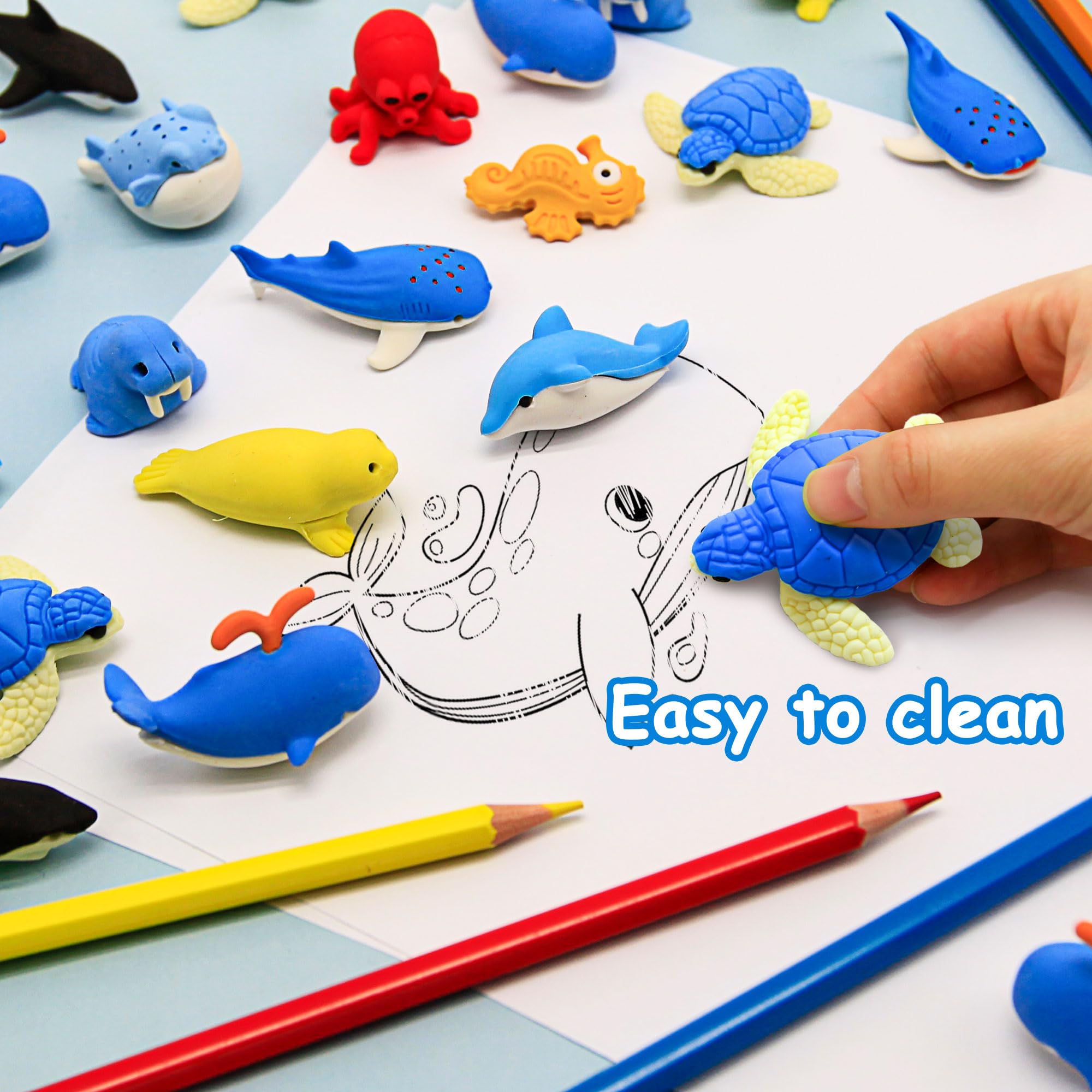 Desk Pets 30 PCS Ocean Animal Erasers - 3D Take Apart Puzzle Erasers ...