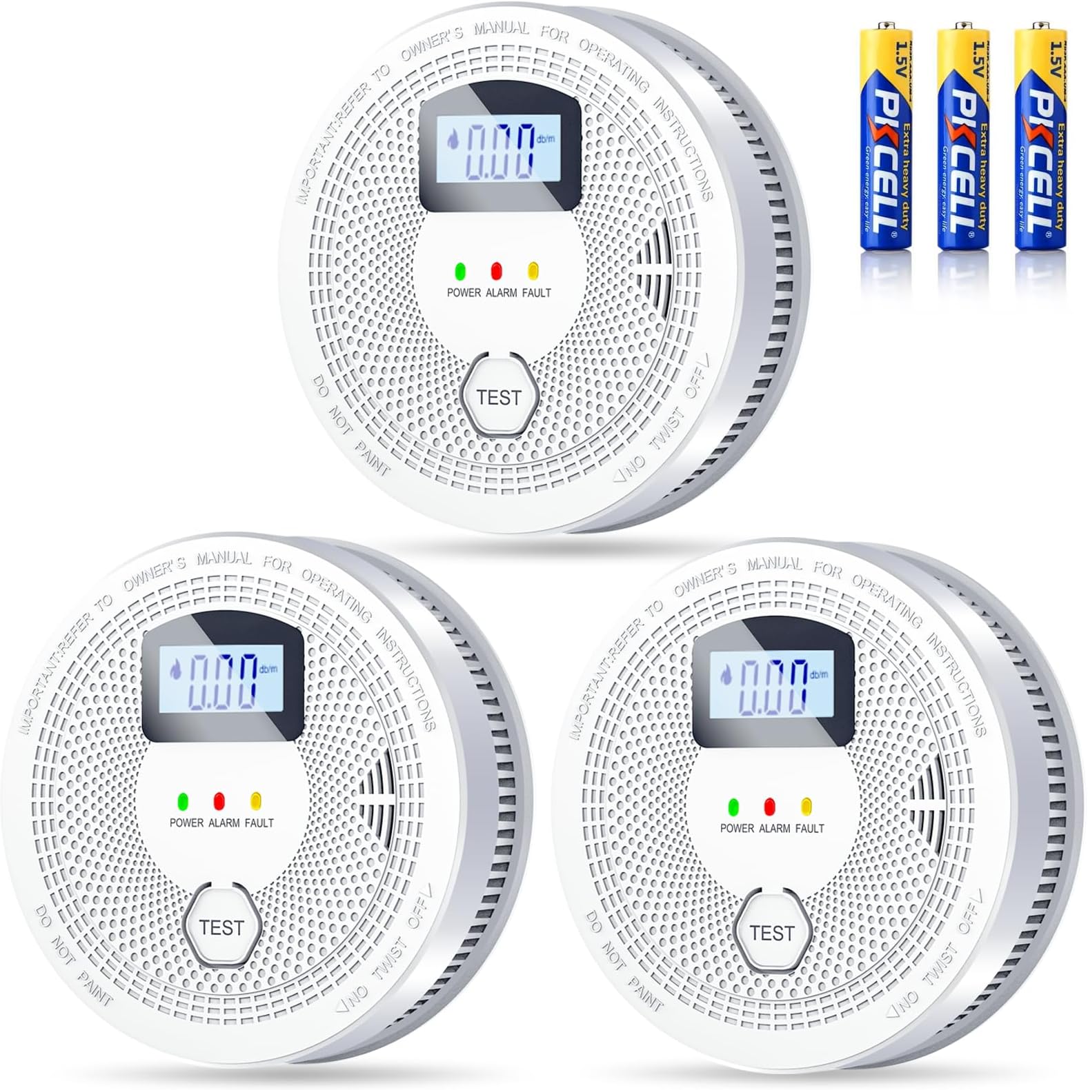 2 in 1 Smoke and Carbon Monoxide Detectors, 2 Pcs Battery Powered ...