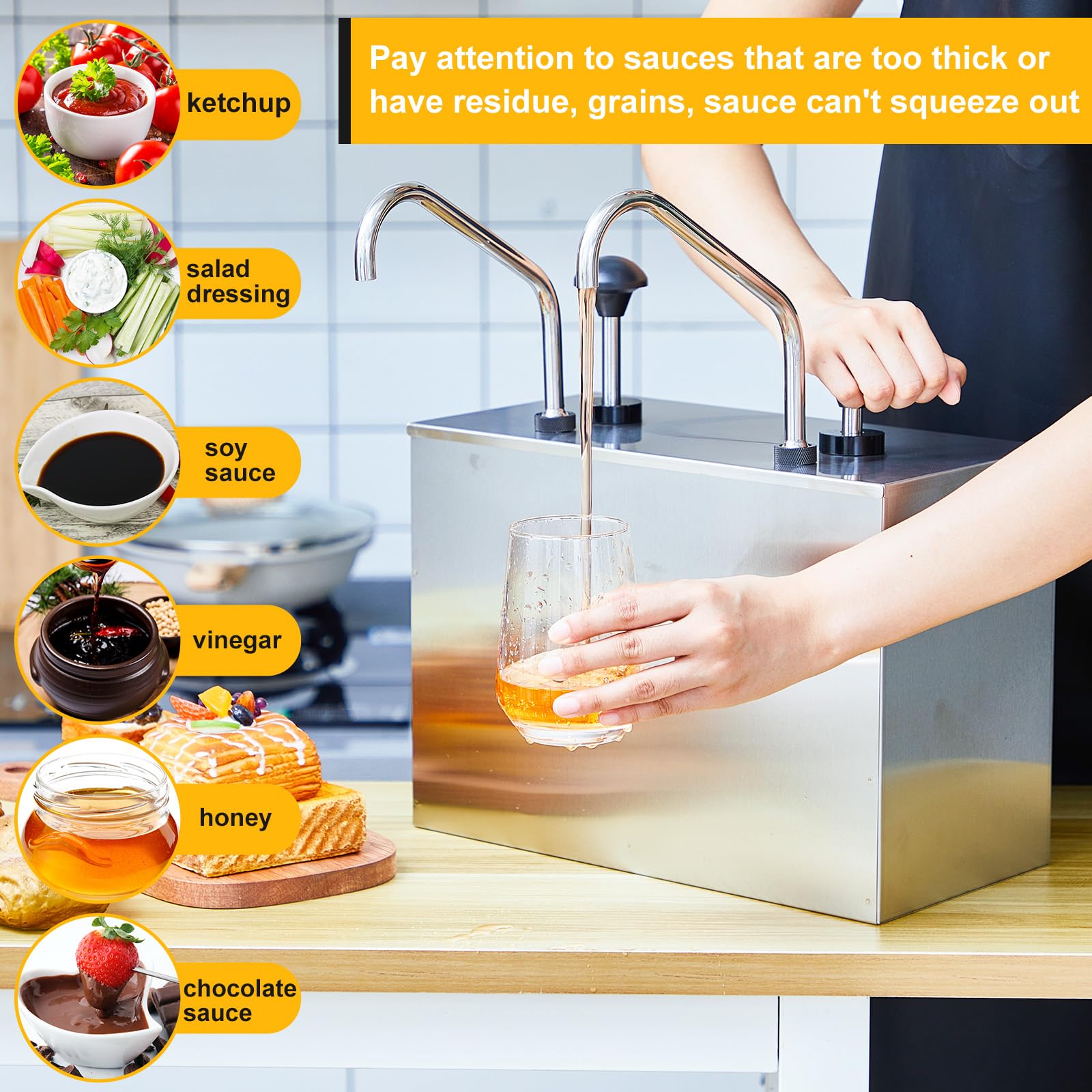 Snapklik.com : Lasnten Condiment Pump Ketchup Sauce Dispenser 3.7 Quart ...