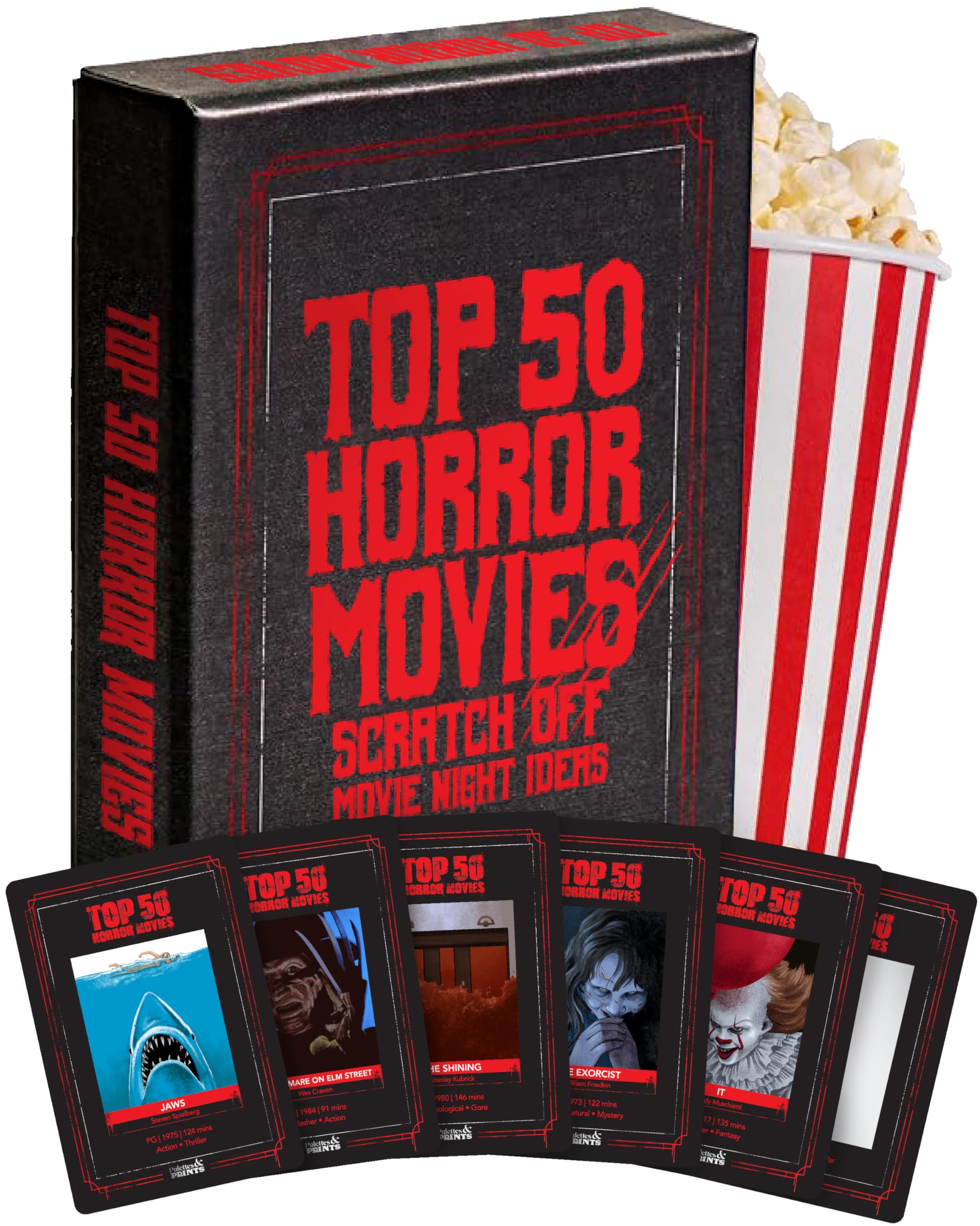 Amazon.com: Premium Top 50 Horror Movies Scratch Off Cards - Horror Movie Gifts for Movie Night ...