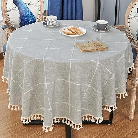 Amazon.com: ARTABLE Round Tablecloth Lace Rustic Macrame Embroidered ...