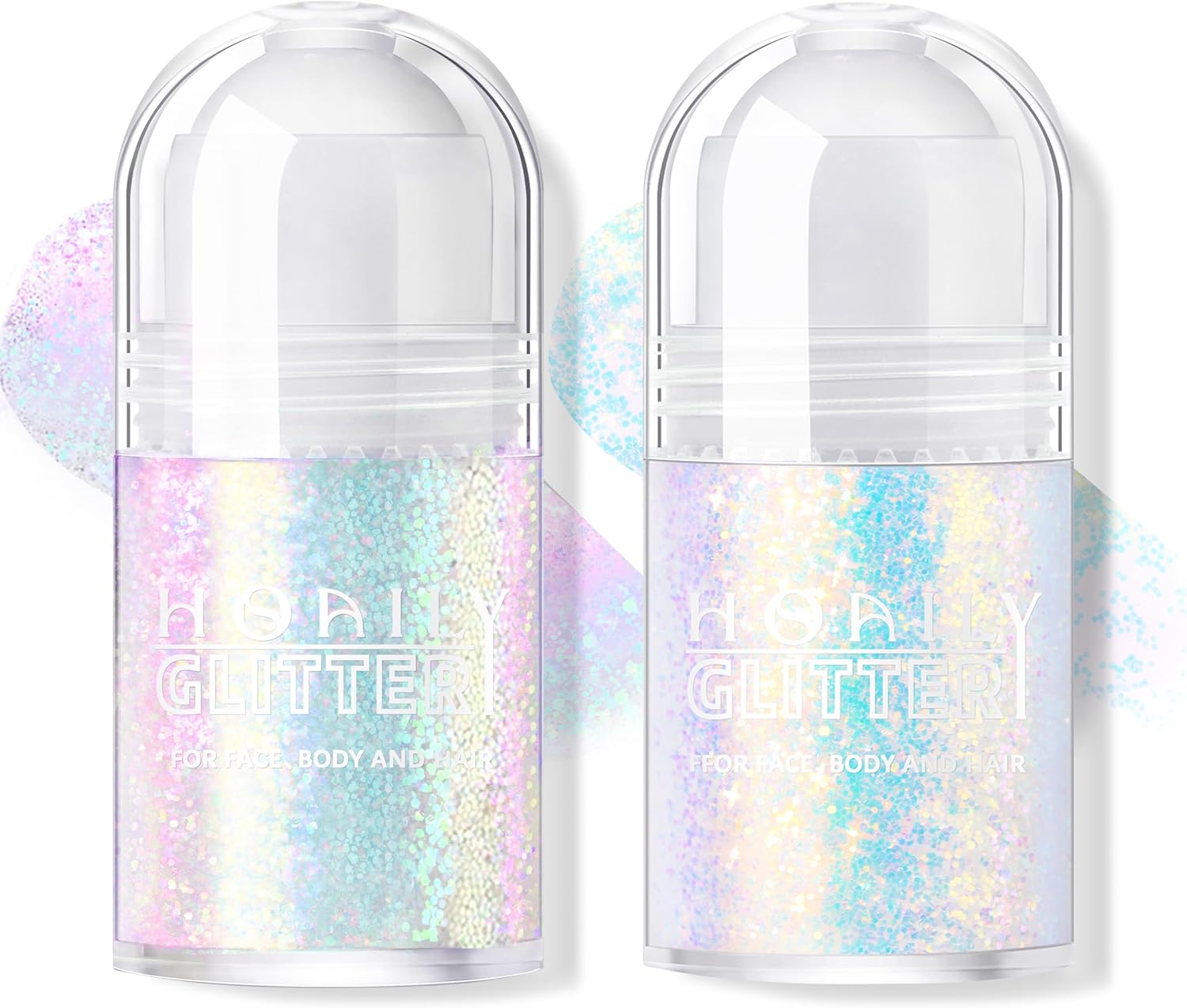 Amazon.com : HOSAILY 2 Colors Roll-on Body Glitter Gel, Holographic ...