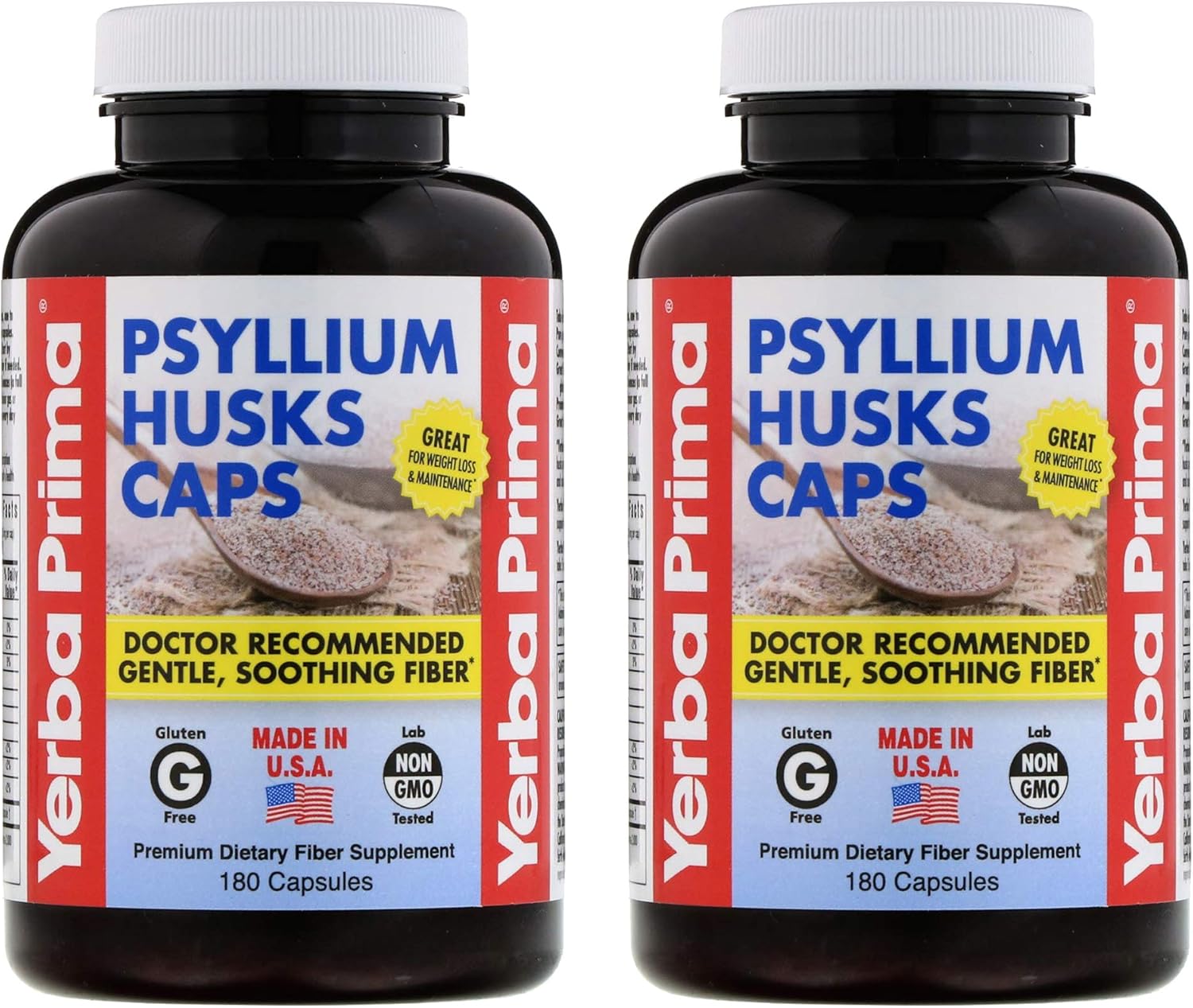 Amazon.com: Yerba Prima Psyllium Husk Caps - 180 Capsules (Pack of 2 ...