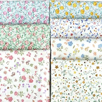 Gnognauq 8 Pieces Pretty Flower Fat Quarters Quilting Fabric Fabric ...