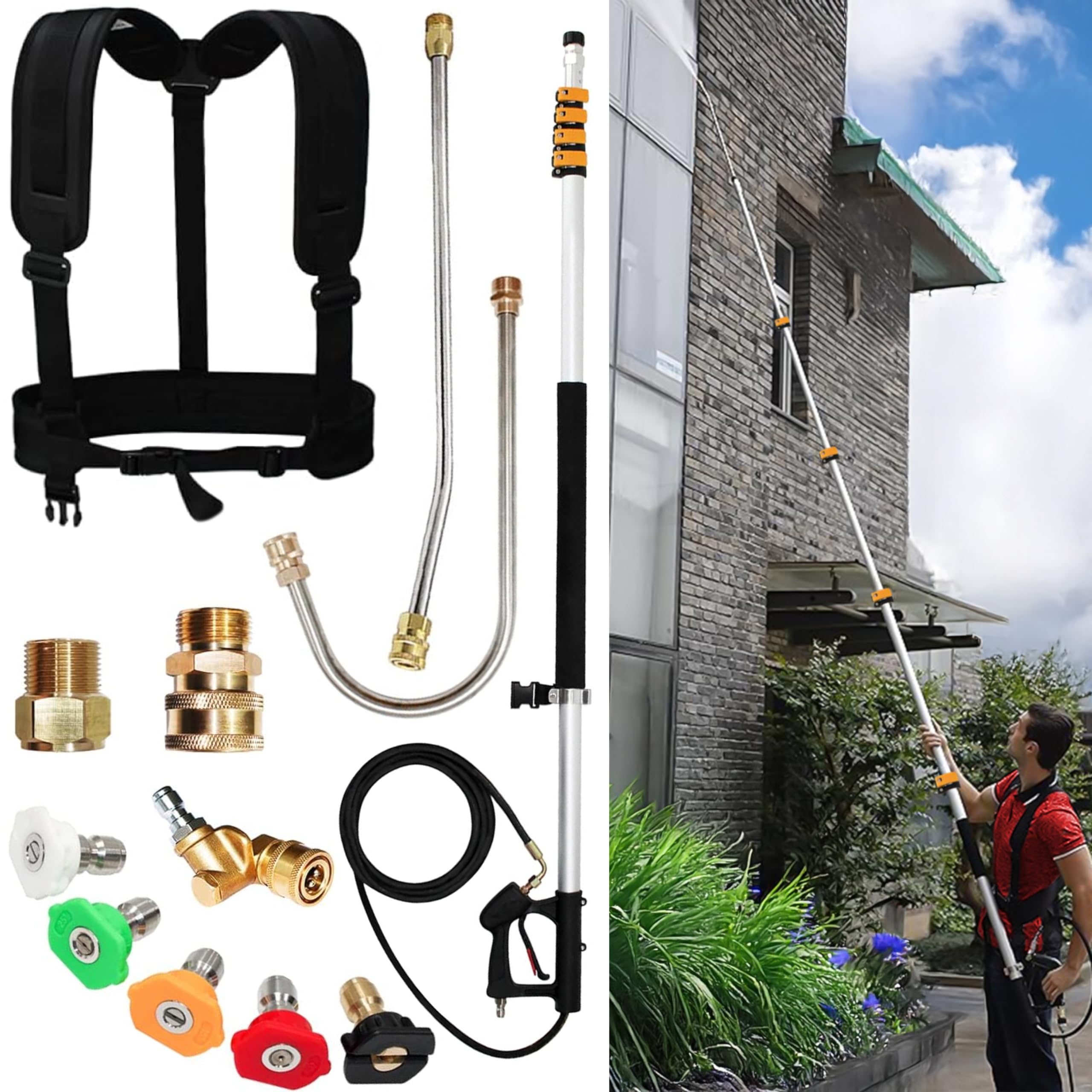 Snapklik.com : EDOU 24 Ft Telescoping Pressure Washer Wand - Gutter ...