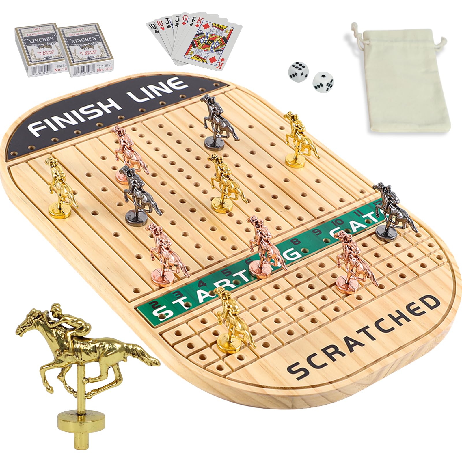 Amazon.com: HOROW Horse Race Board Game Racing Game Thickened Solid ...