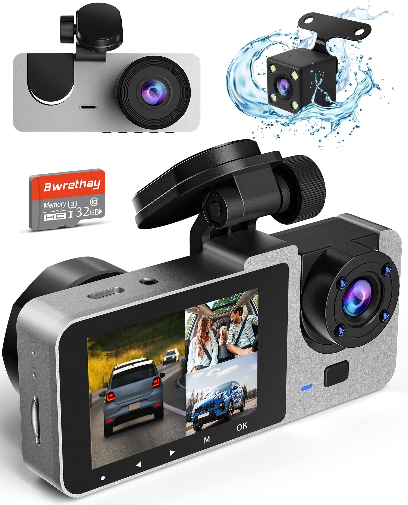 Amazon.com: Bwrethay Dash Cam Front and Rear Inside, 4K/2.5K Full HD ...