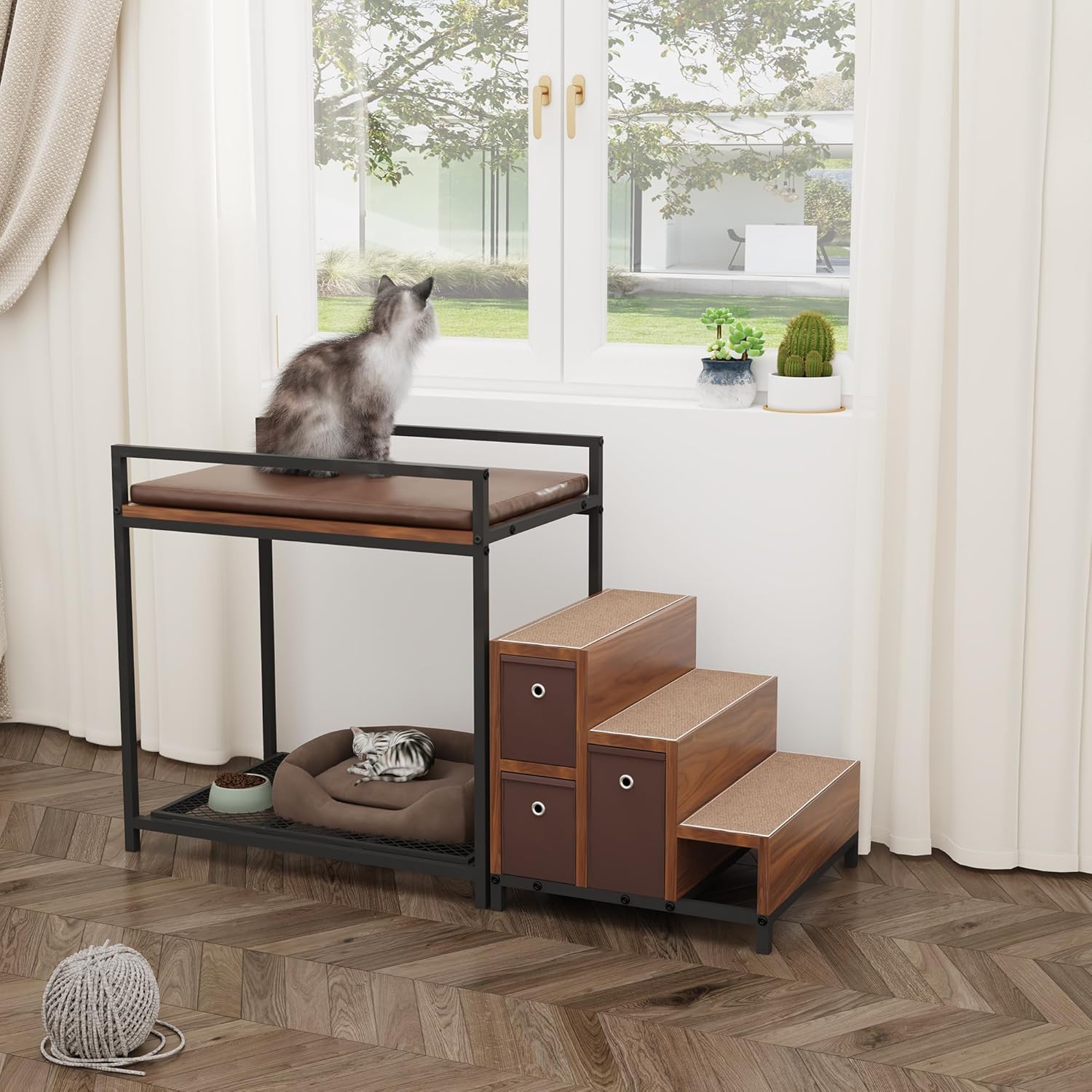 Dog Window Perch, Dog Bed and Dog Stairs, Dog Cot with 3-Tier Dog Steps ...