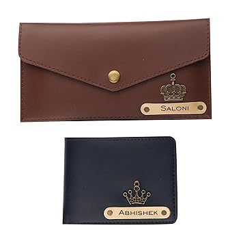Buy AICA Personalized Name, Charm & Color Couple Wallet for Men & Women ...