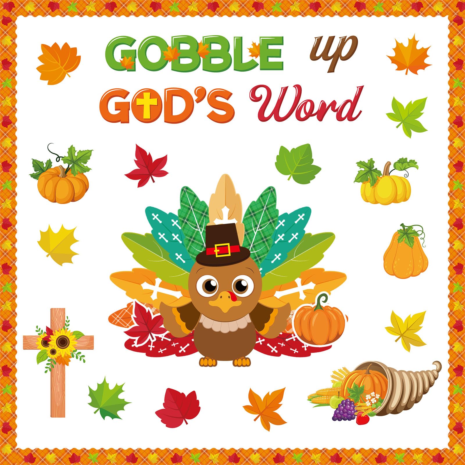 Amazon.com: Thanksgiving Turkey Bulletin Board Decorations Set ...