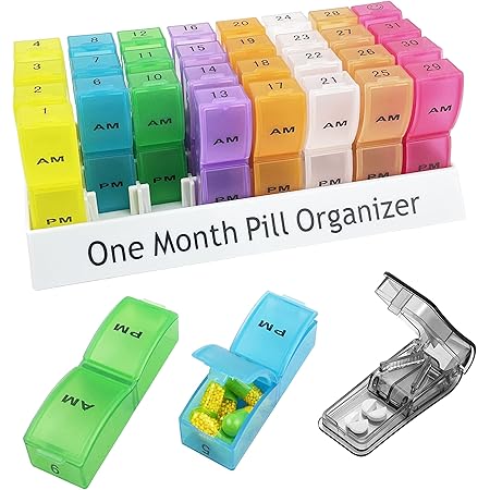 Amazon.com: Monthly Pill Organizer 2 Times A Day AM/PM 31 Day Pill Box ...