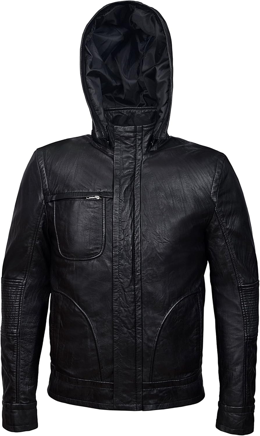 'Ghost Protocol' Men's Black Wrinkled Hooded Mission Impossible Leather ...