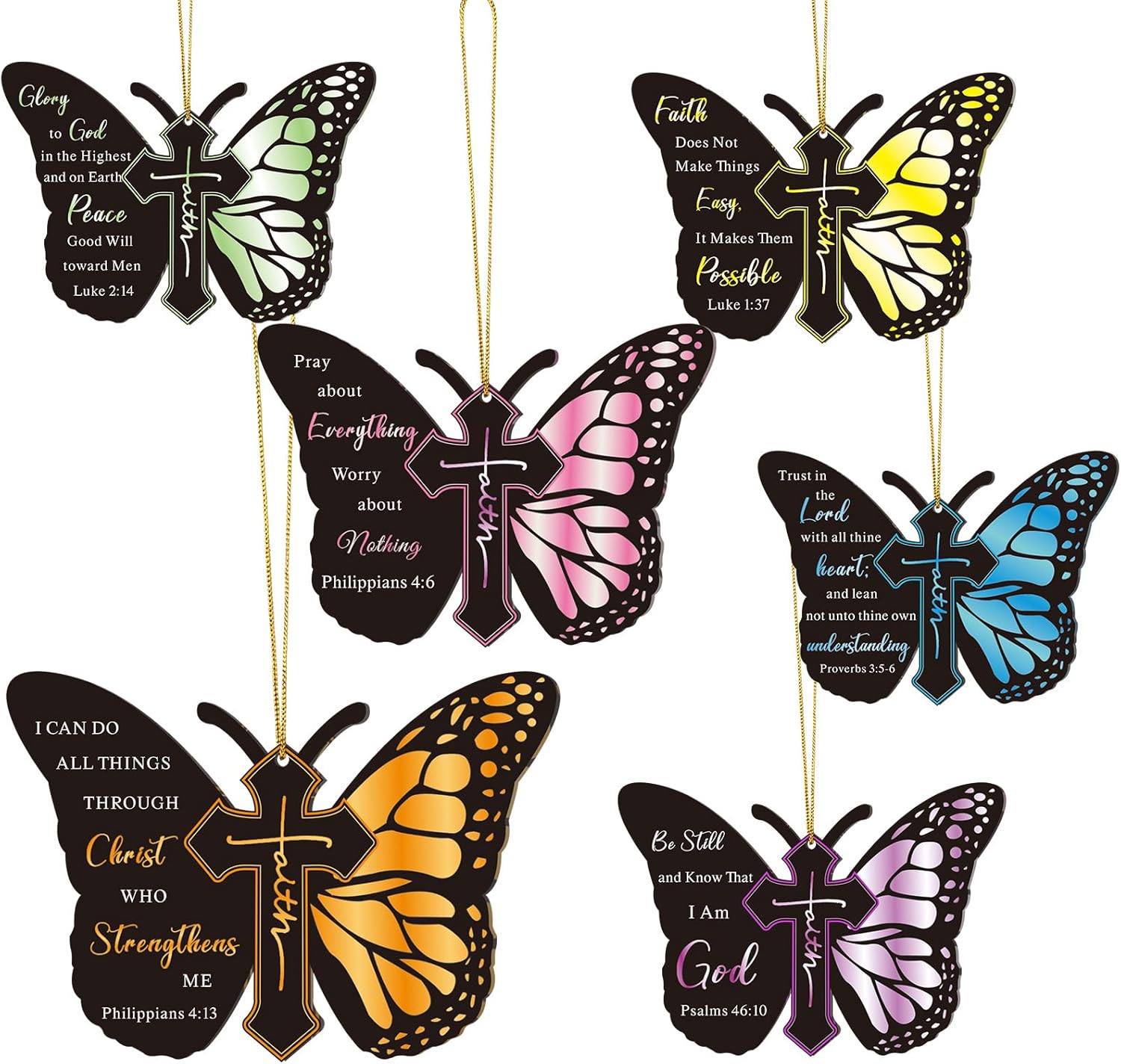 Amazon.com: Suzile 6 Pieces Christian Butterfly Jesus Hanging Gift ...