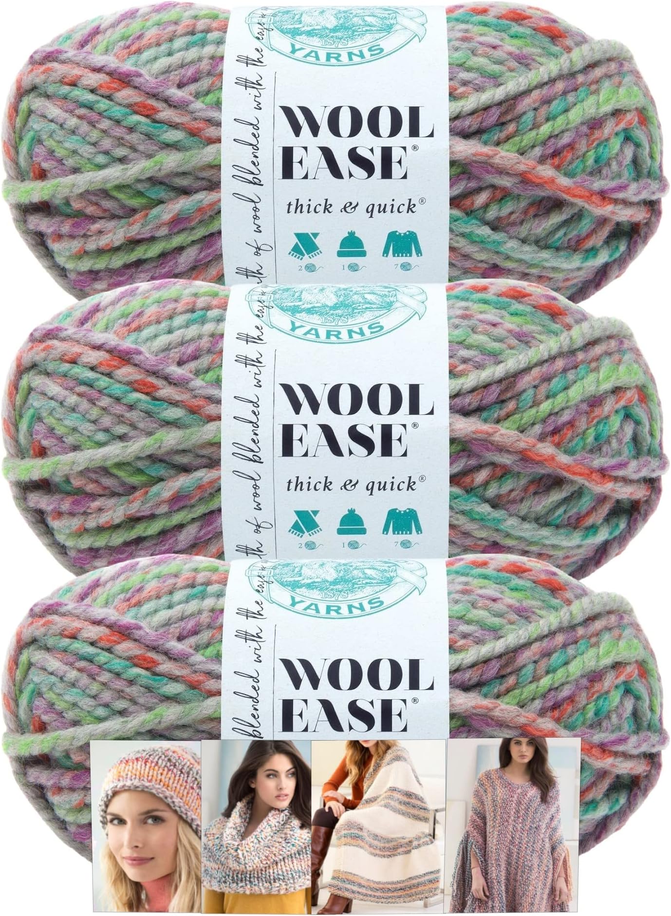 Amazon.com: (3 Pack) Lion Brand Yarn 640-611 Wool-Ease Thick and Quick ...