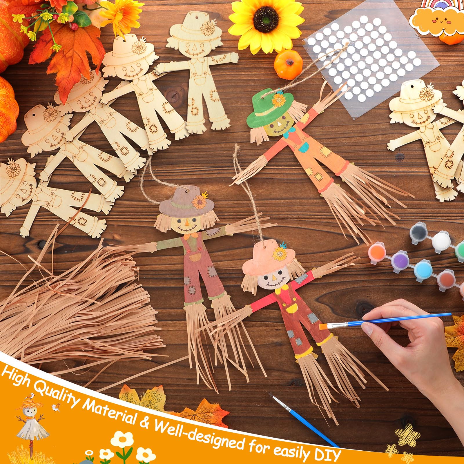 Snapklik.com : 12 Pcs Fall Scarecrow Craft Kit -Make You Own Wooden ...