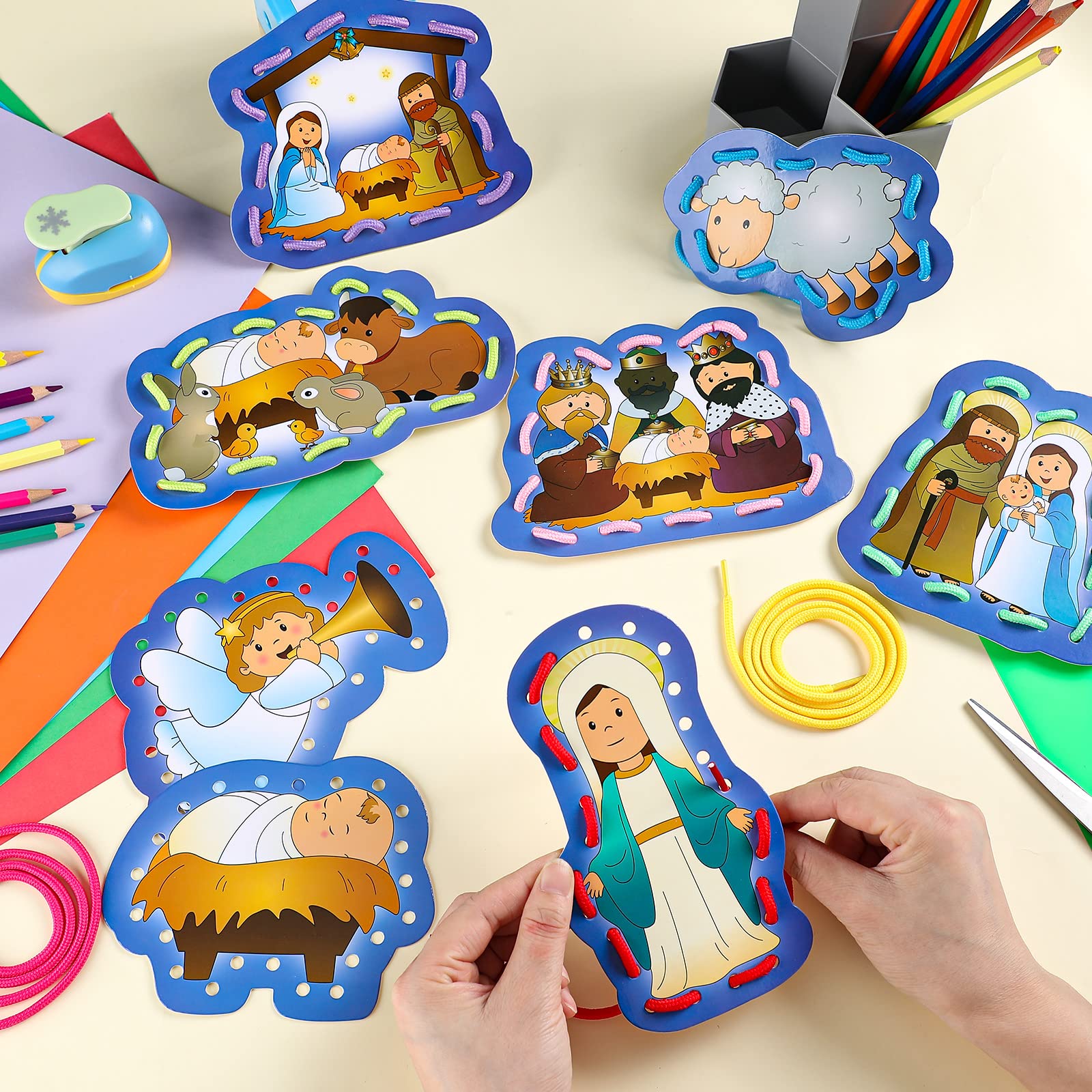 Lacing Cards For Kids Ages 4-8 Zonon Nativity Lacing Cards - 8-Piece ...