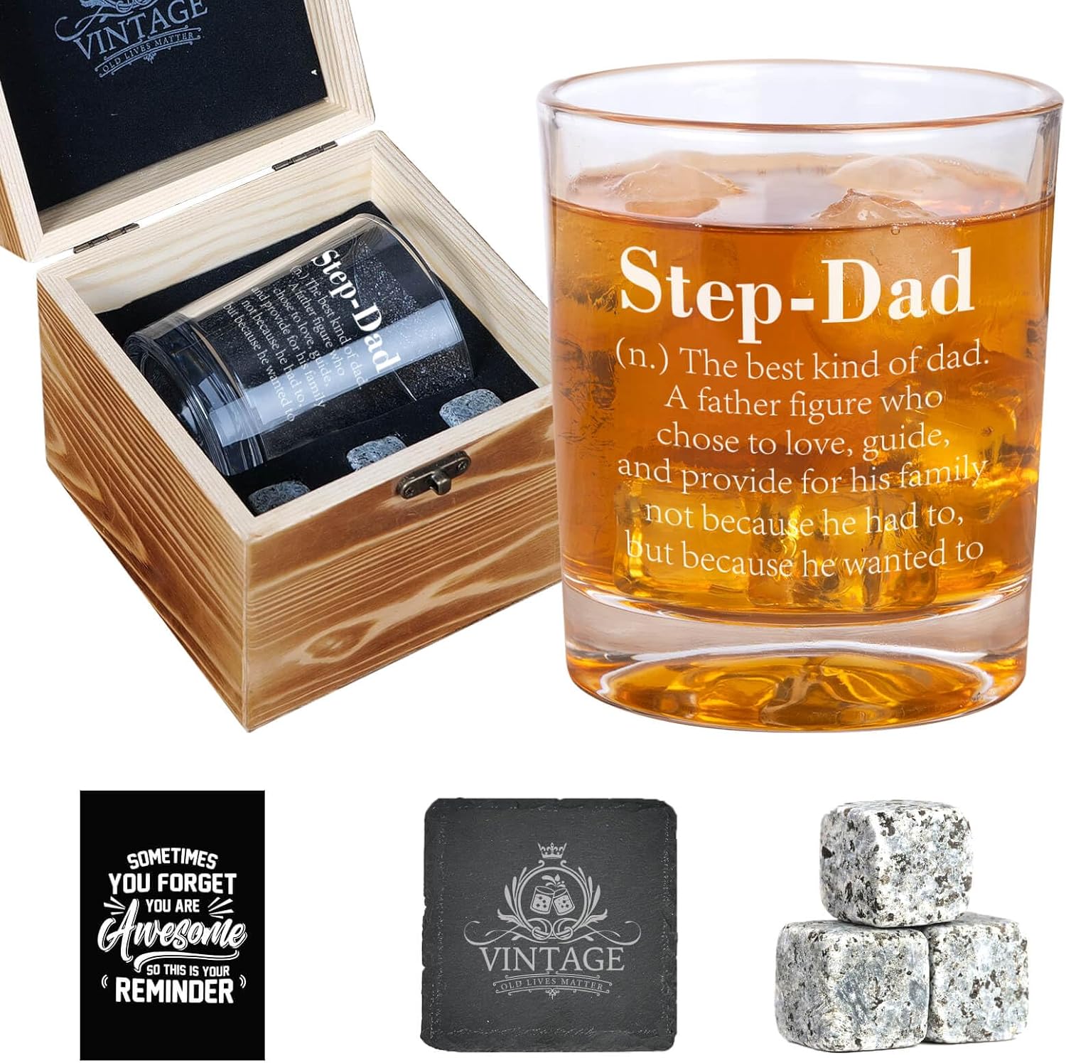 Amazon.com | Ithmahco Fathers Day Step Dad Gifts, Stepdad Whiskey Gifts ...