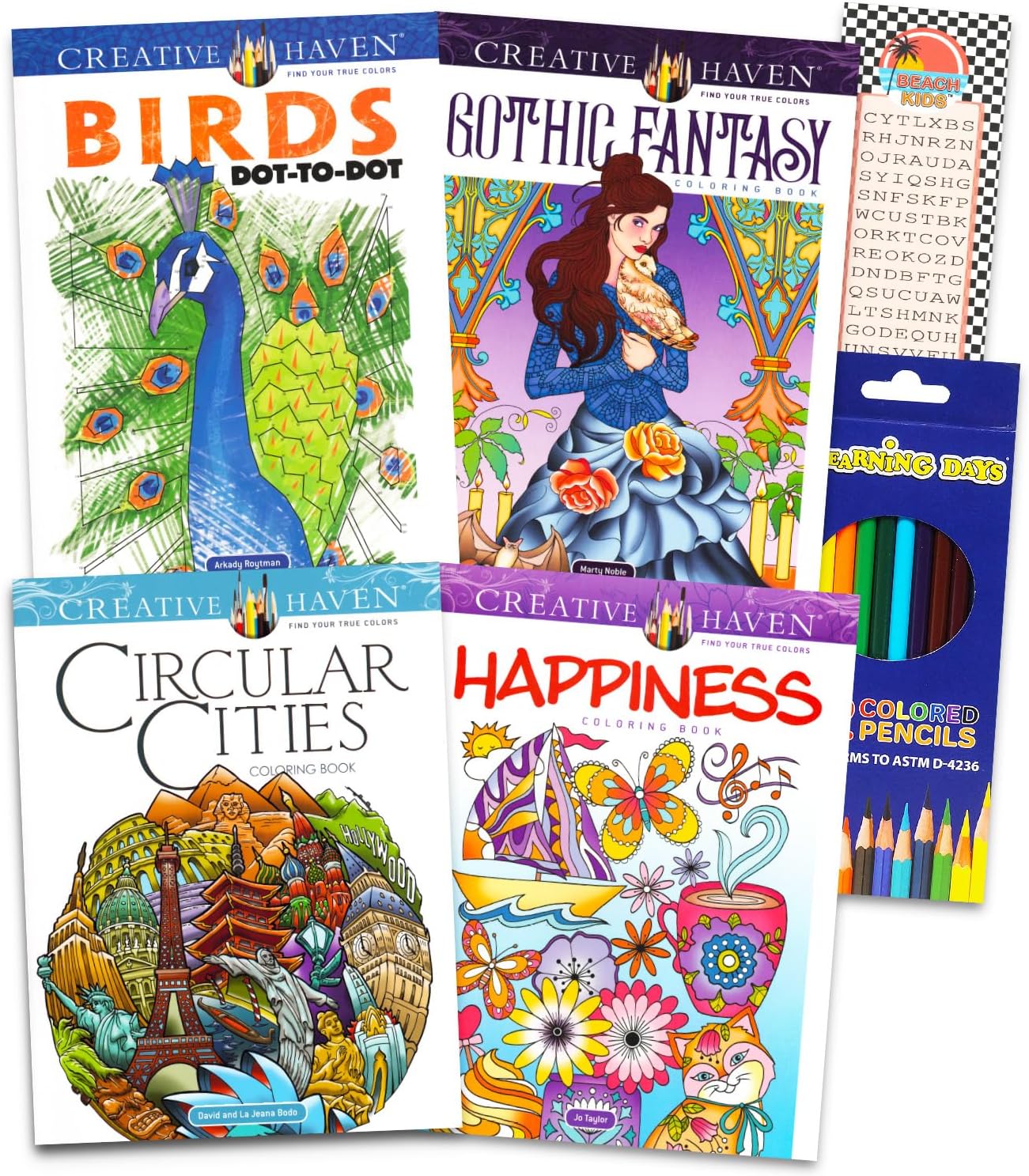 Amazon.com: 4 Pack Adult Coloring Books for Stress Relief with Colored ...