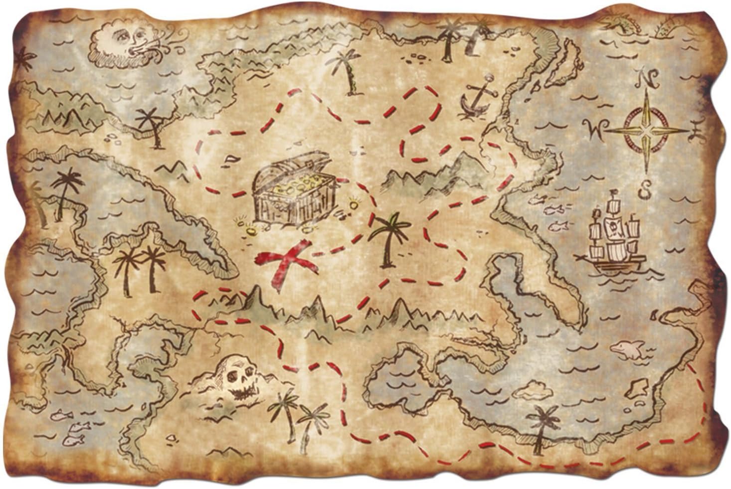 NEW Pirate Party Pin The Flag Treasure Map Children Kids Fun Game ...
