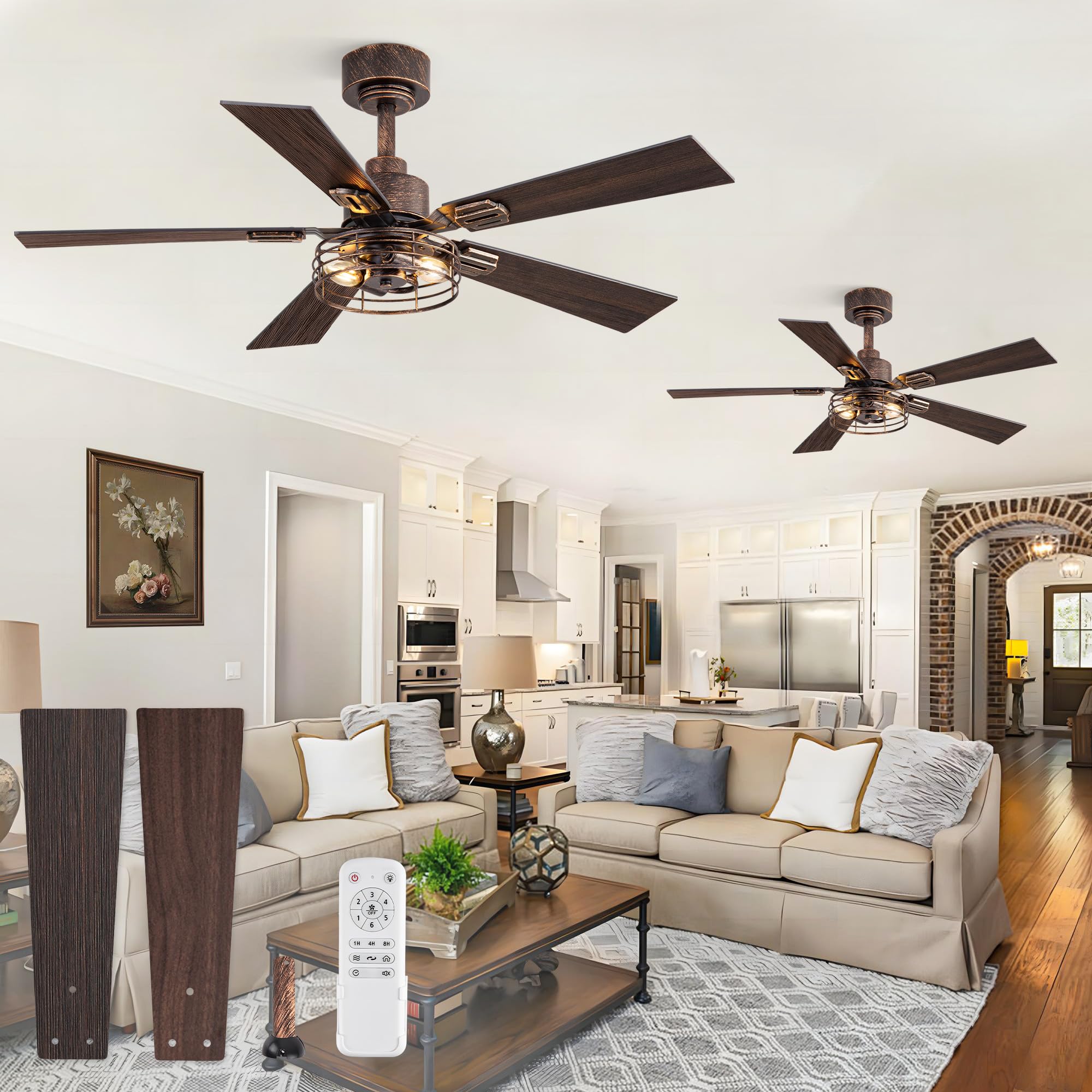 Snapklik.com : 2 Pack Farmhouse 42 Inch Ceiling Fans