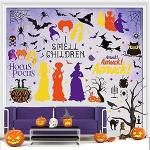 Amazon.com: Whaline 9 Sheets Halloween Witch Window Stickers Crazy ...