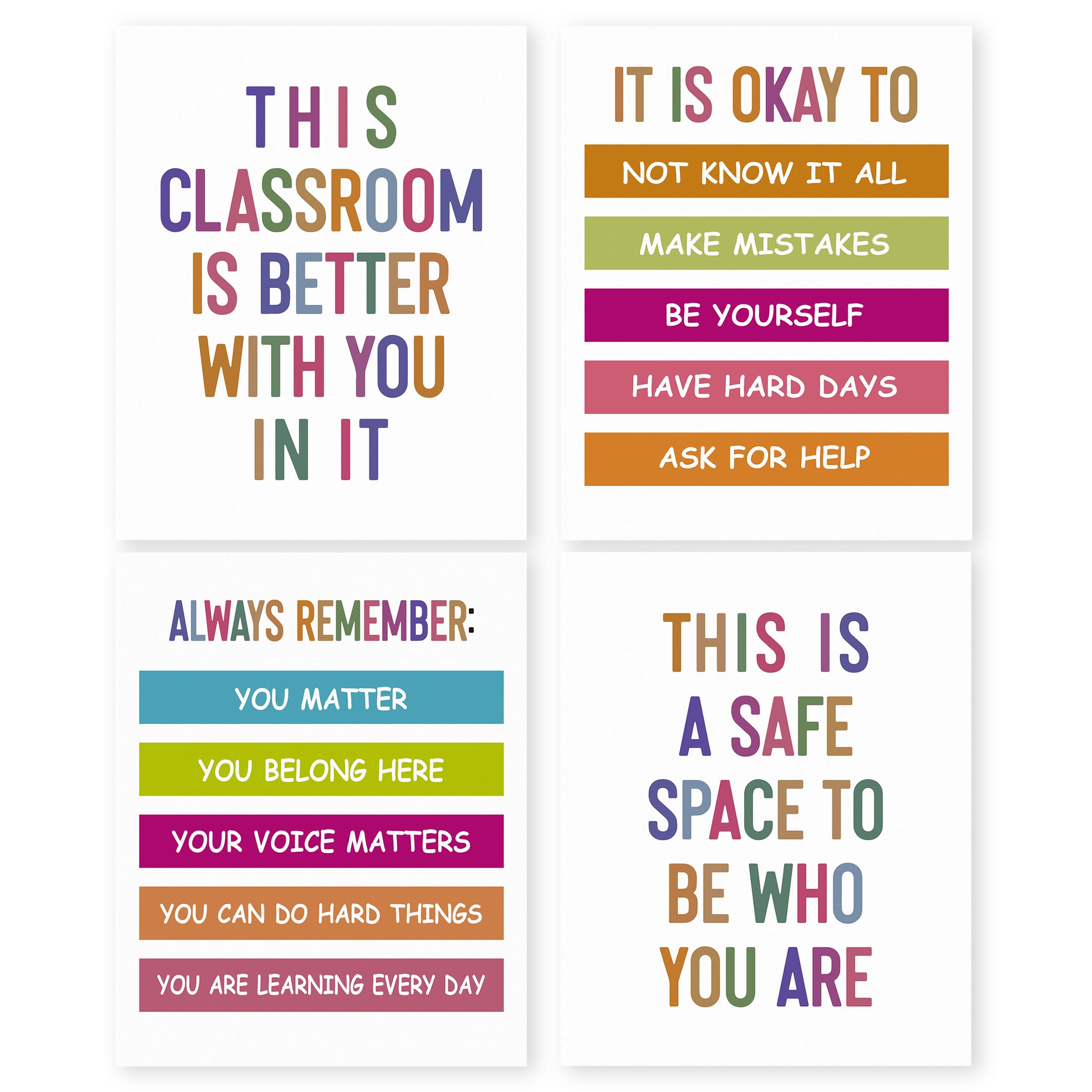 Amazon.com: HRQKO Inspirational Classroom Decor Wall Art Poster Set of ...