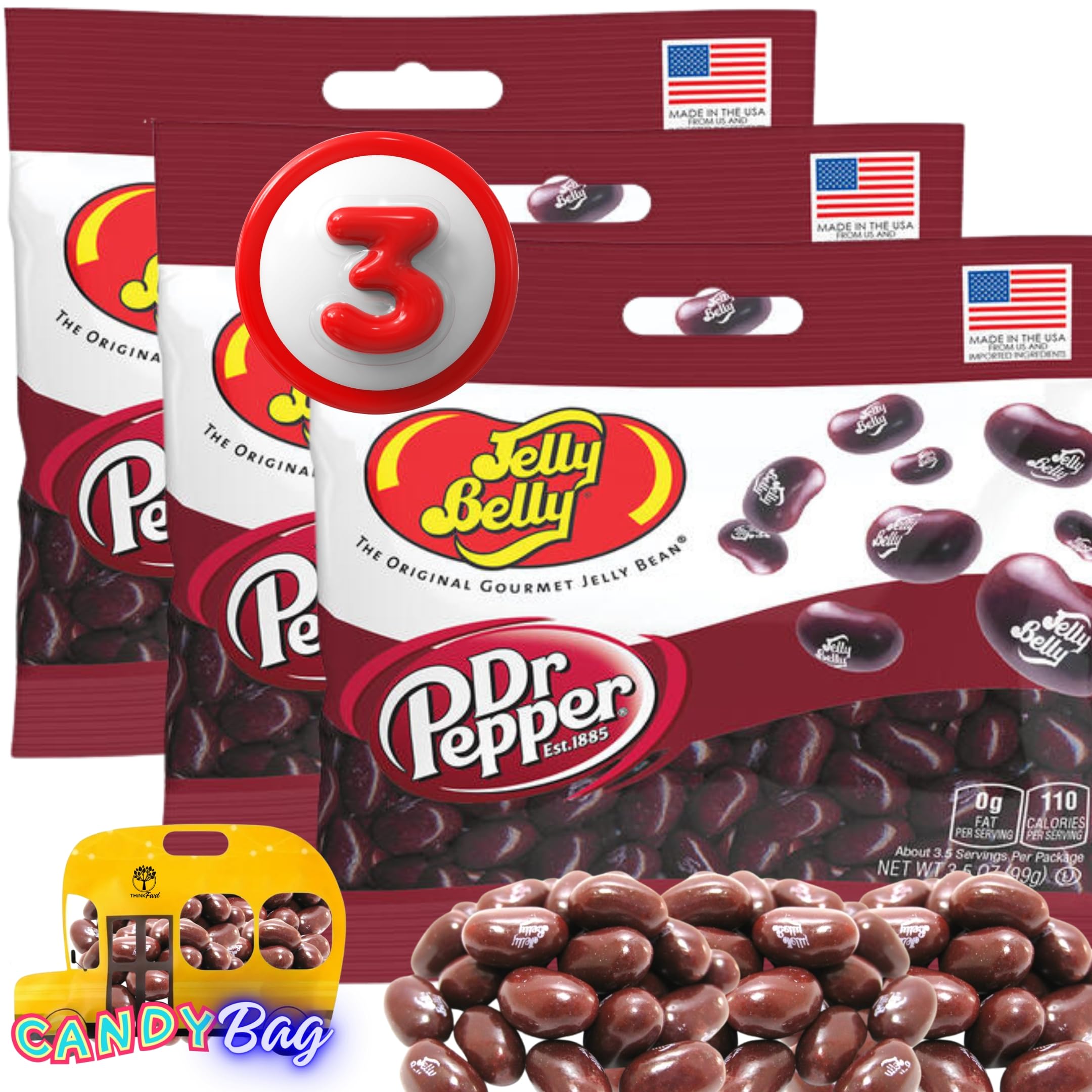 Amazon.com : (3 PACK) Dr. Pepper Jelly Beans - 3.5 oz each - Bulk ...