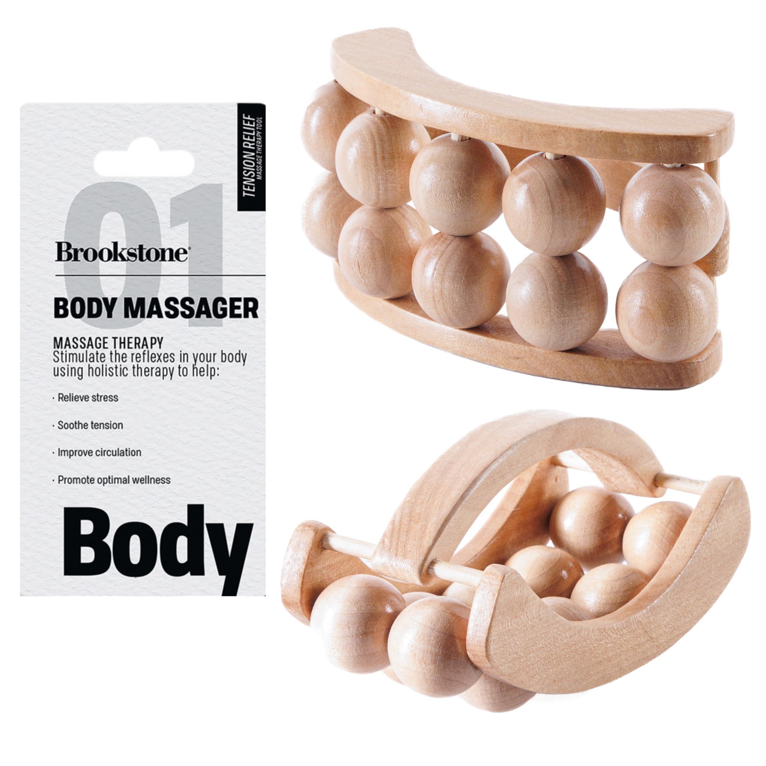 Amazon.com: Brookstone Wood Massage Tools: Wooden Massage Roller for ...