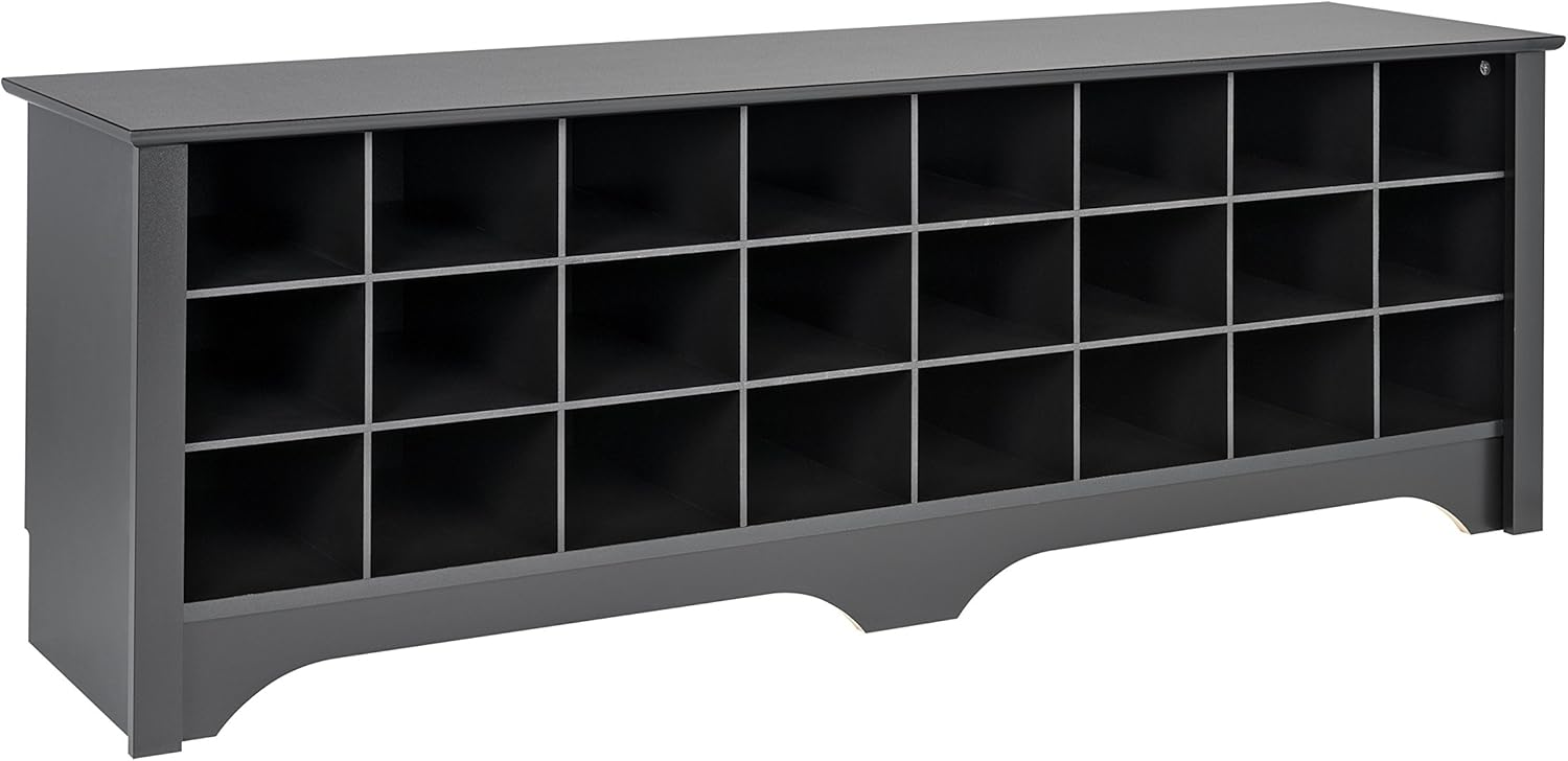 Amazon.com: Prepac 24 Pair Shoe Storage Cubby Bench, Black : Home & Kitchen