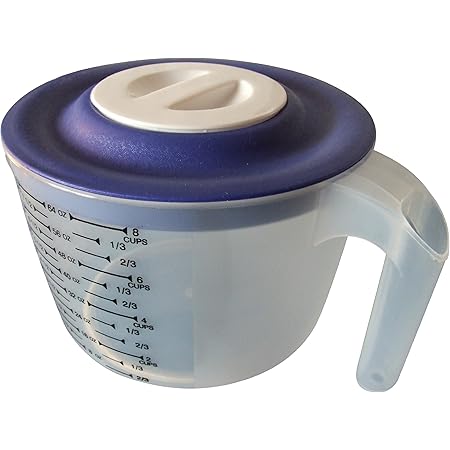 2 Litre Plastic Measuring Jug with Lid and Insert 2L 3.5 Pint Microwave ...