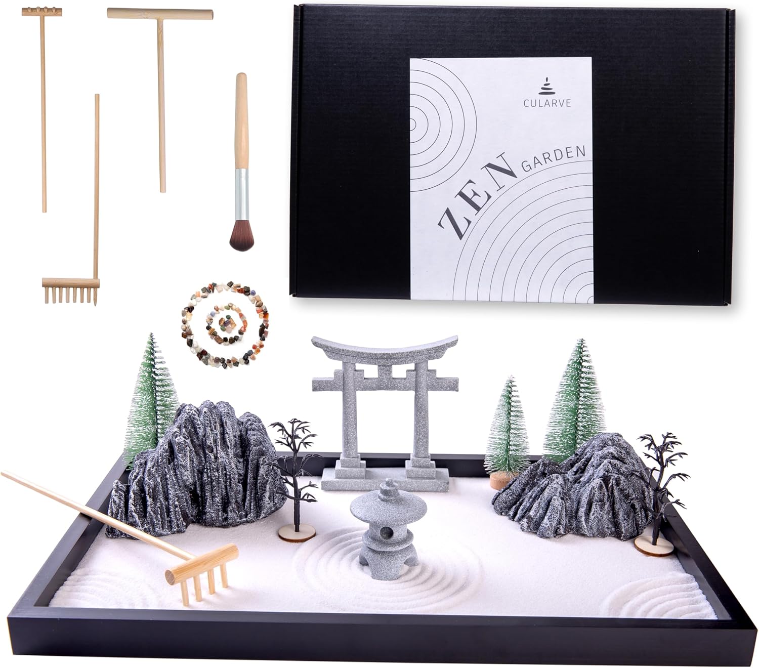 Amazon.com: Cularve Zen Garden for Desk, Sand Tray Therapy Kit, Zen ...