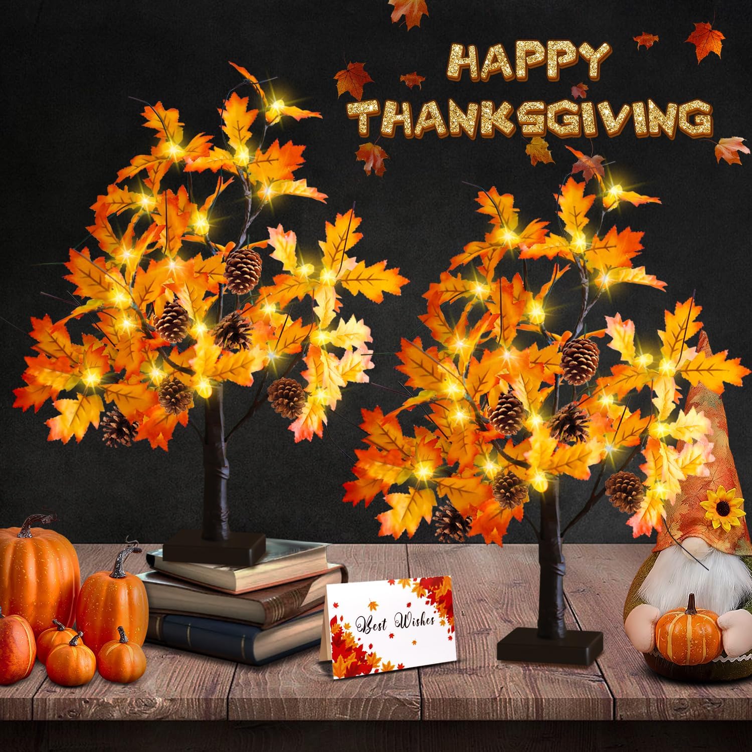 Amazon.com: TURNMEON 2 Pack 18 Inch Fall Lighted Maple Tree Fall ...