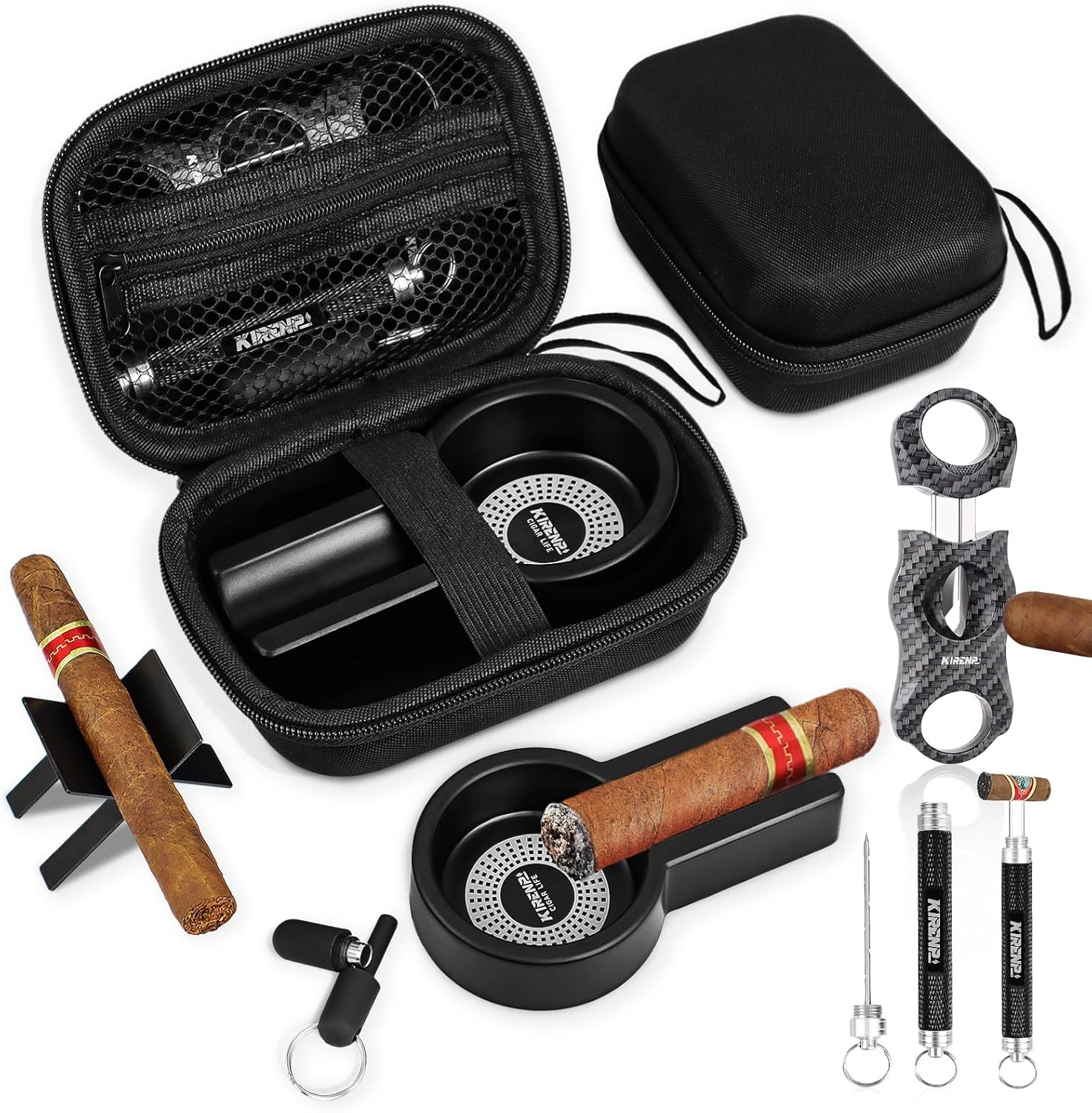 Multifunctional 5-in-1 Cigar Accessories Kit - V Cutter, Draw Enhancer ...