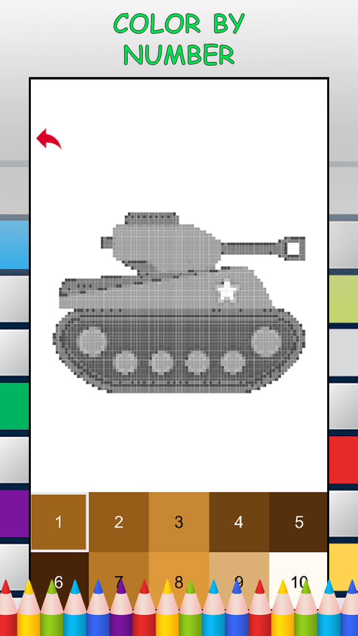 Tanks Color by Number - Free Pixel Art Game - Coloring Book Pages ...