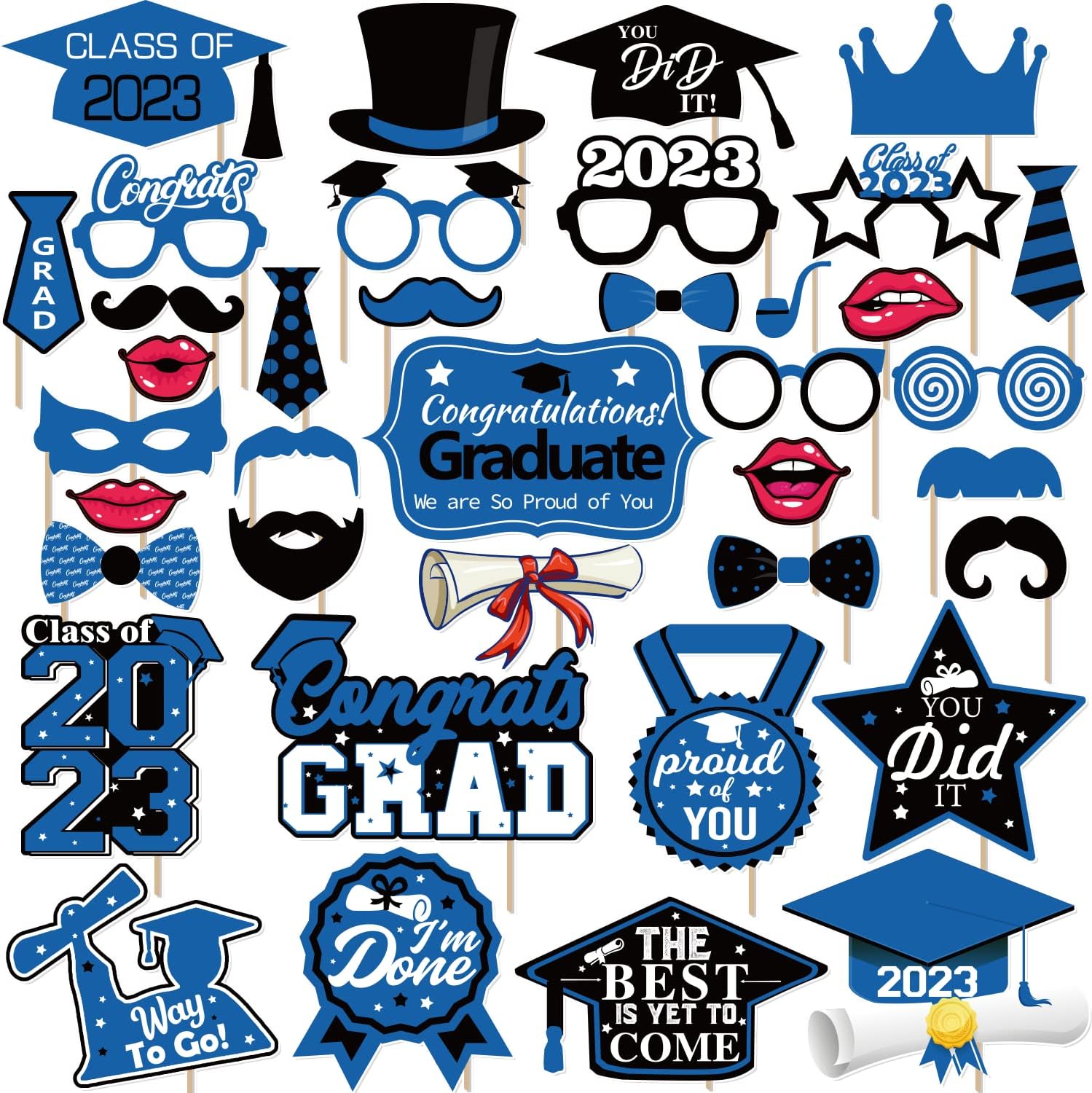 Amazon.com: Pack of 38 Graduation Photo Booth Props 2023, Graduation ...