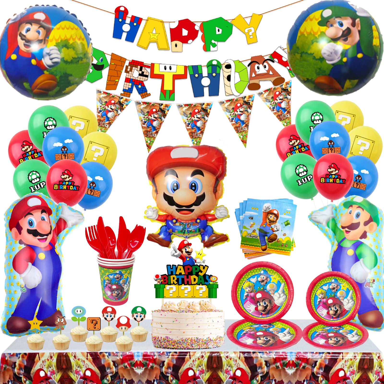 Buy Super Mario Birthday Party Supplies Included Super Mario Bros ...
