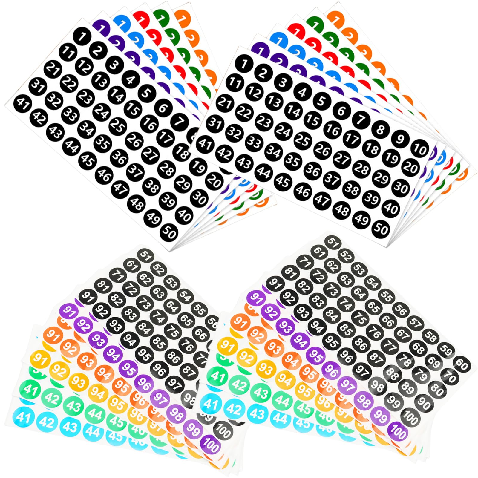 Amazon.com : RIVEENY 24 Sheets Consecutive Number Stickers 1 to 100 ...