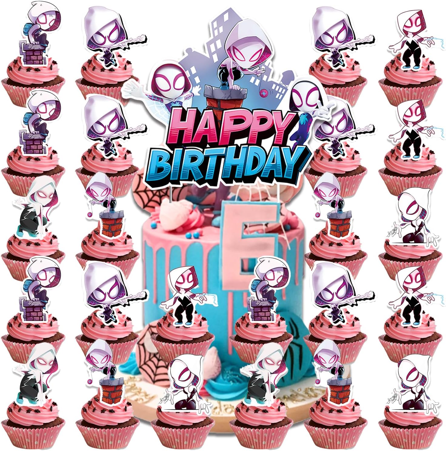 Amazon.com: Generic 25Pack Sp Cake Toppers Cupcake Toppers,S Birthday ...