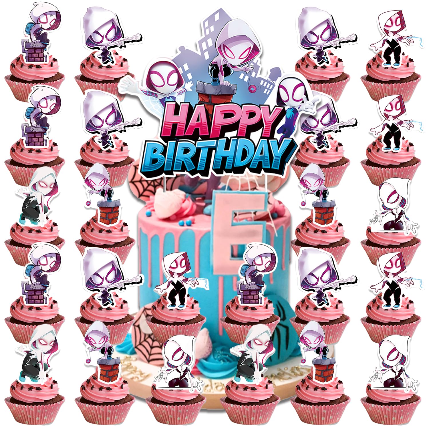 Amazon.com: Generic 25Pack Sp Cake Toppers Cupcake Toppers,S Birthday ...