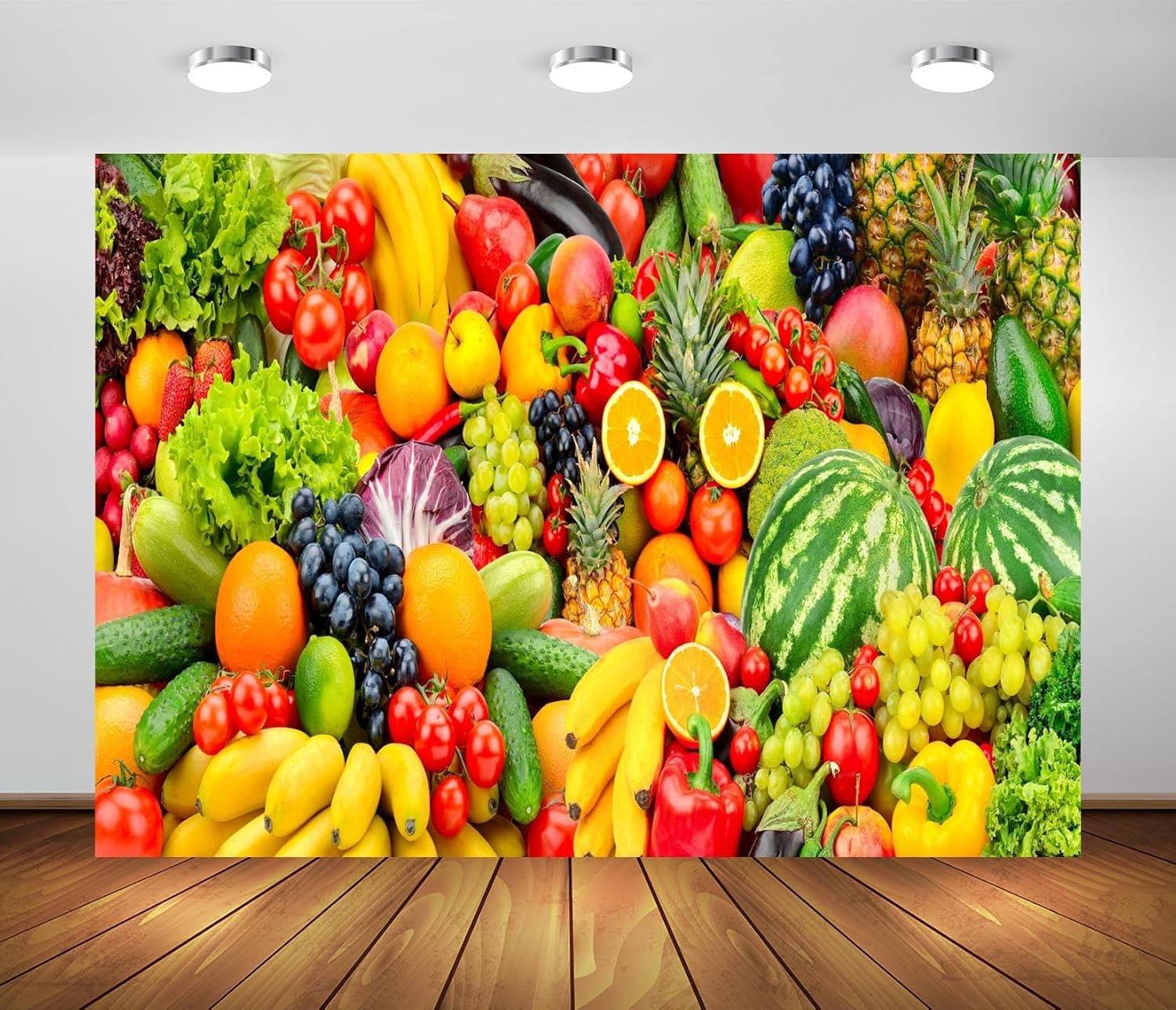 Amazon.com : Loccor 7x5ft Fabric Fruits and Vegetables Backdrop Fresh ...