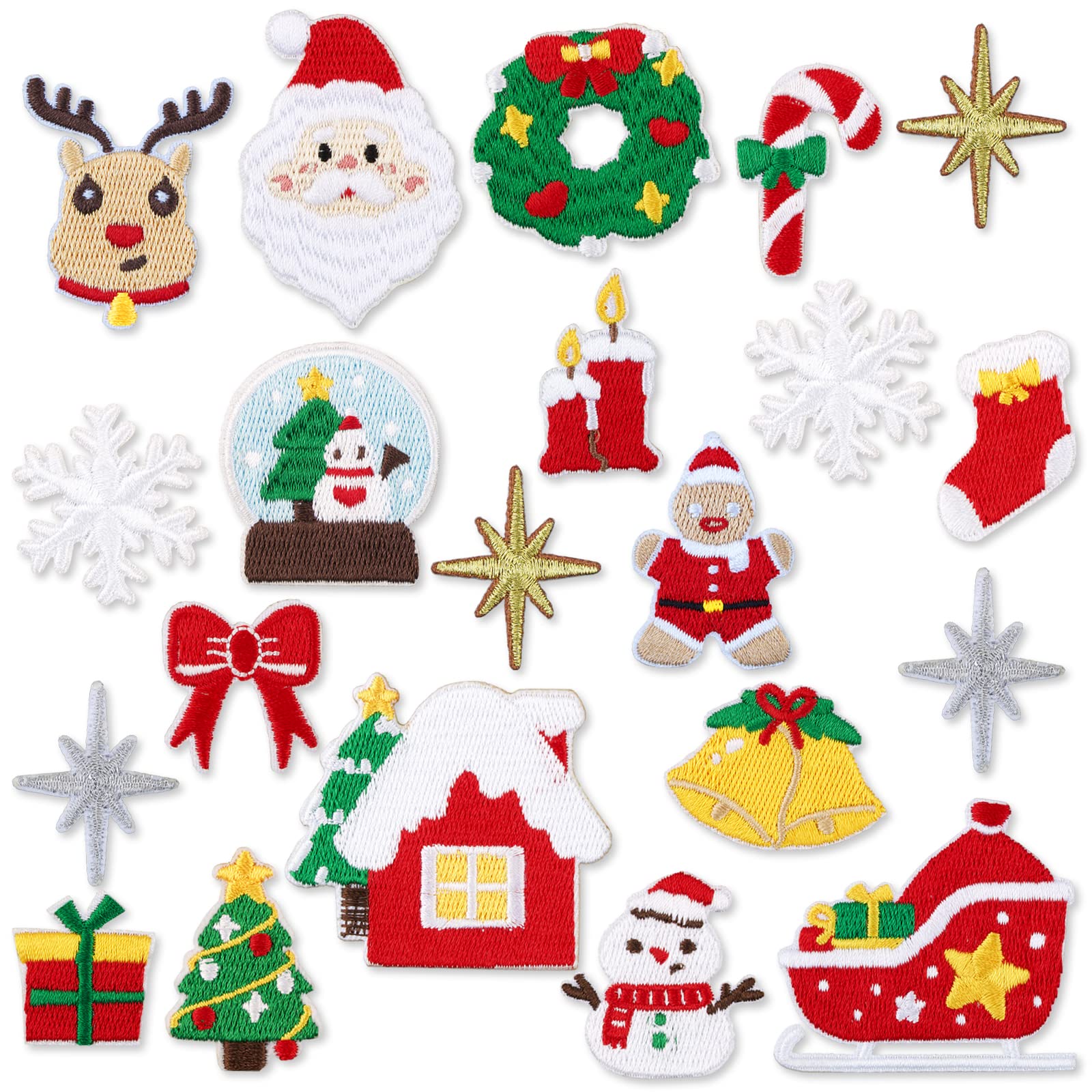 21Pcs Écusson Brodé Thermocollant Noël Patch Autocollant Repasser ...