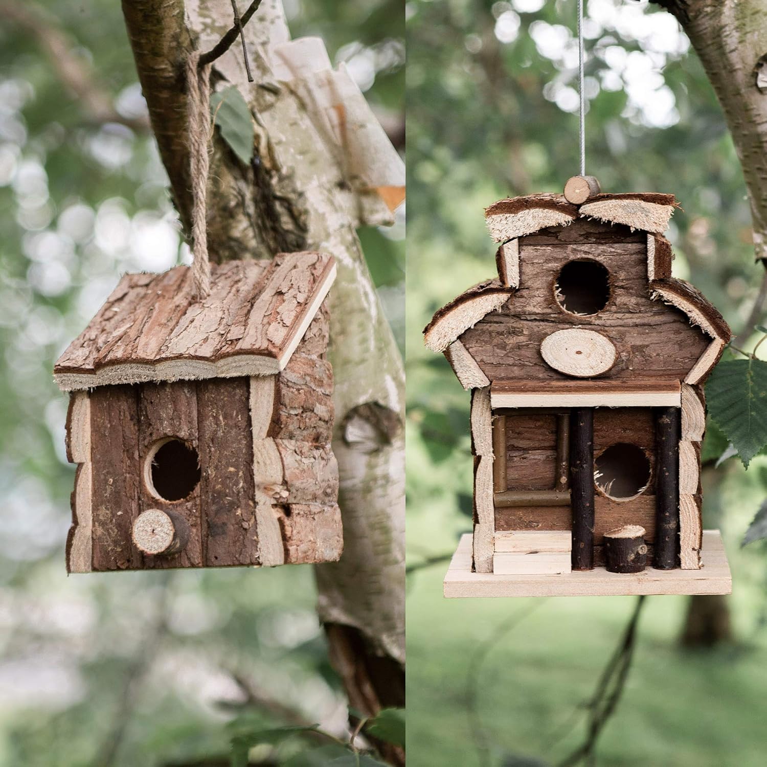 Garden Mile Natural Bird Box House Hotel - Traditional Wooden Bird ...