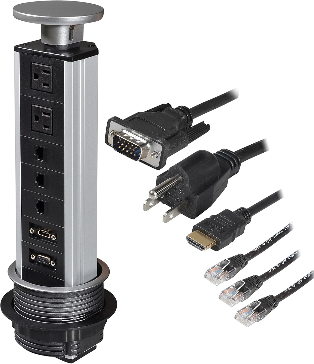 Tabletop Power Data Center Pulling Pop Up Power Socket 2 US Plugs 3 ...
