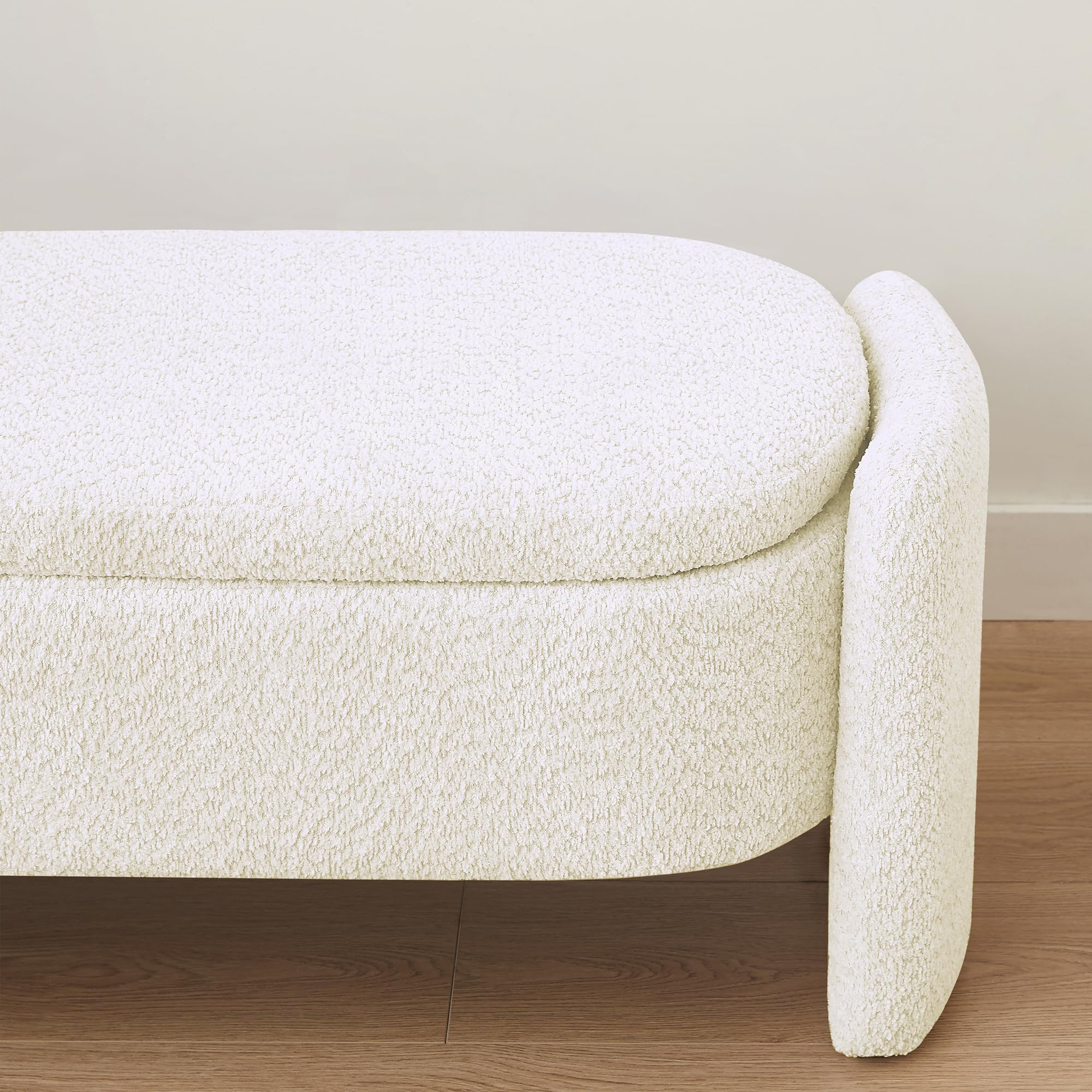 Snapklik.com : CALABASH Cream White Storage Bench, 47" Ottoman Bench ...