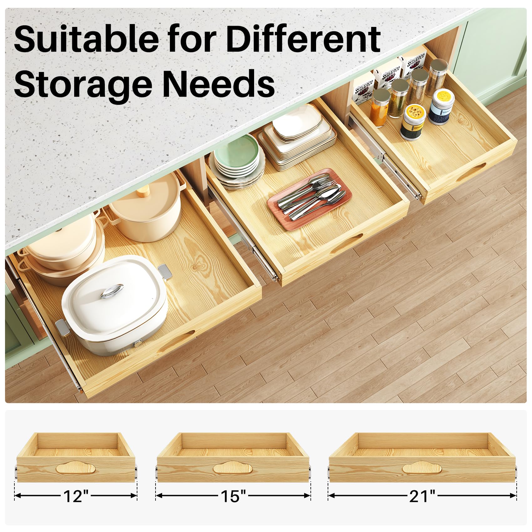 Snapklik.com : Pull Out Cabinet Organizer, Slide Out Wood Drawer ...