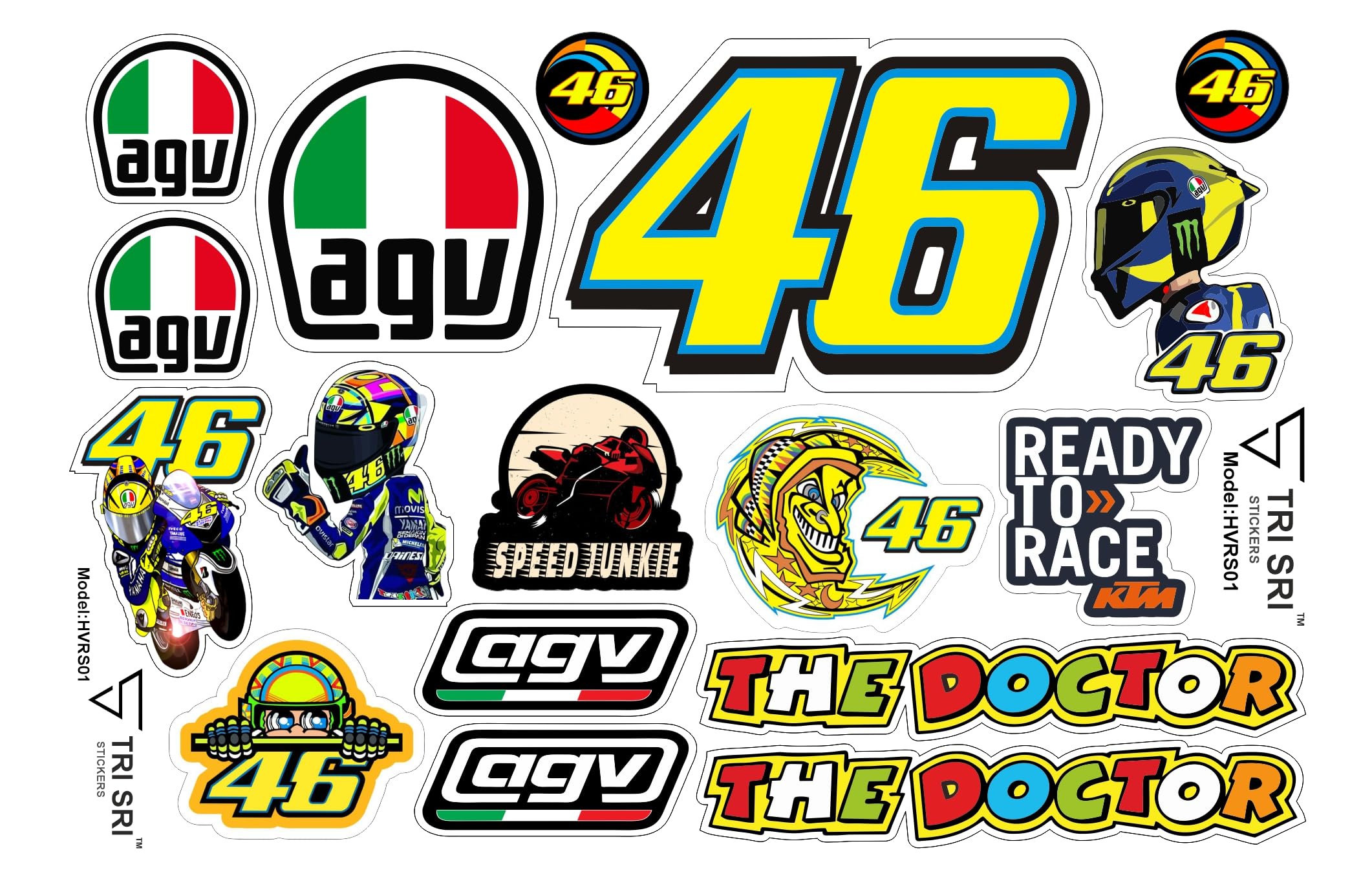 Aesthetic VR46 and AGV Stickers for Bike and Helmet Decal, Water Proof ...