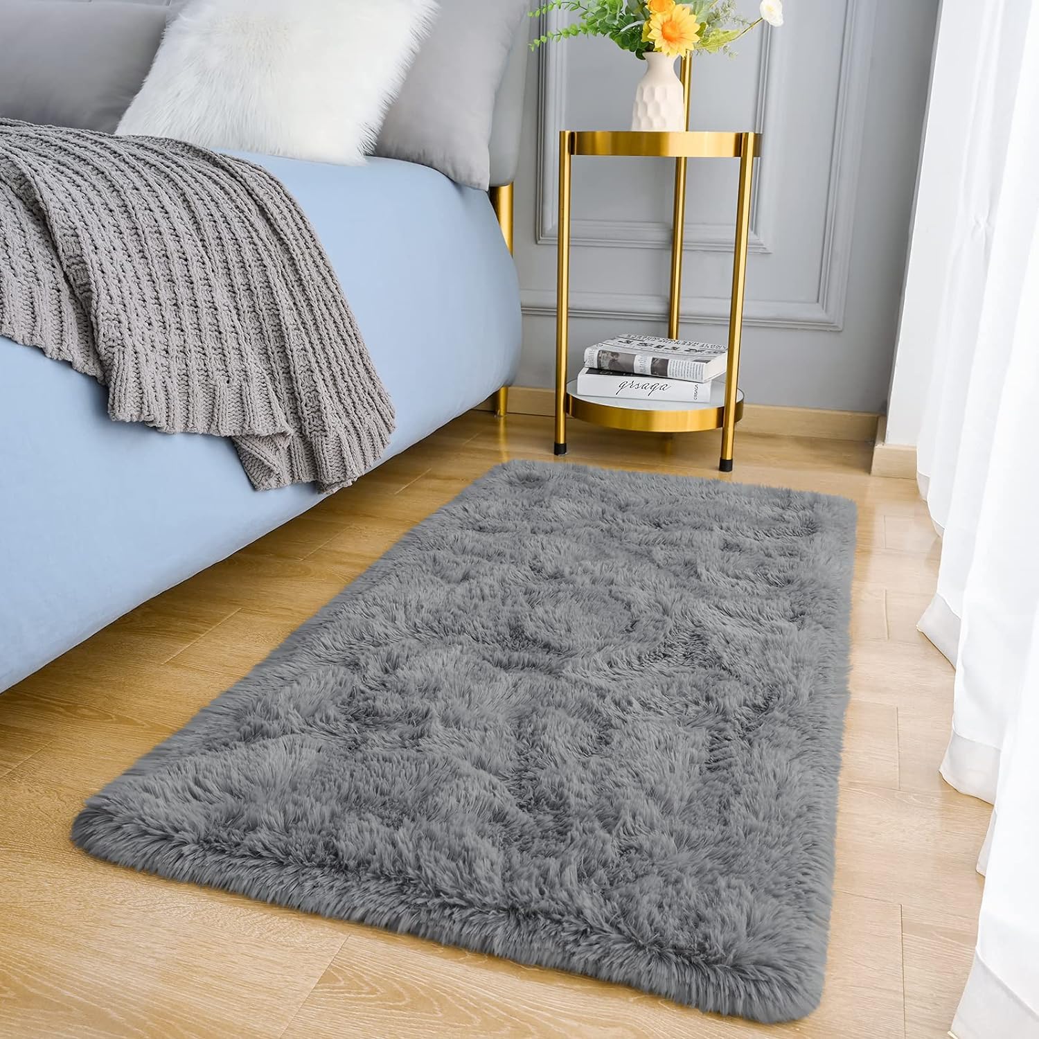 MOONLIGHT20015 Rugs Living Room – Grey Area Rugs for Bedroom Non Slip ...