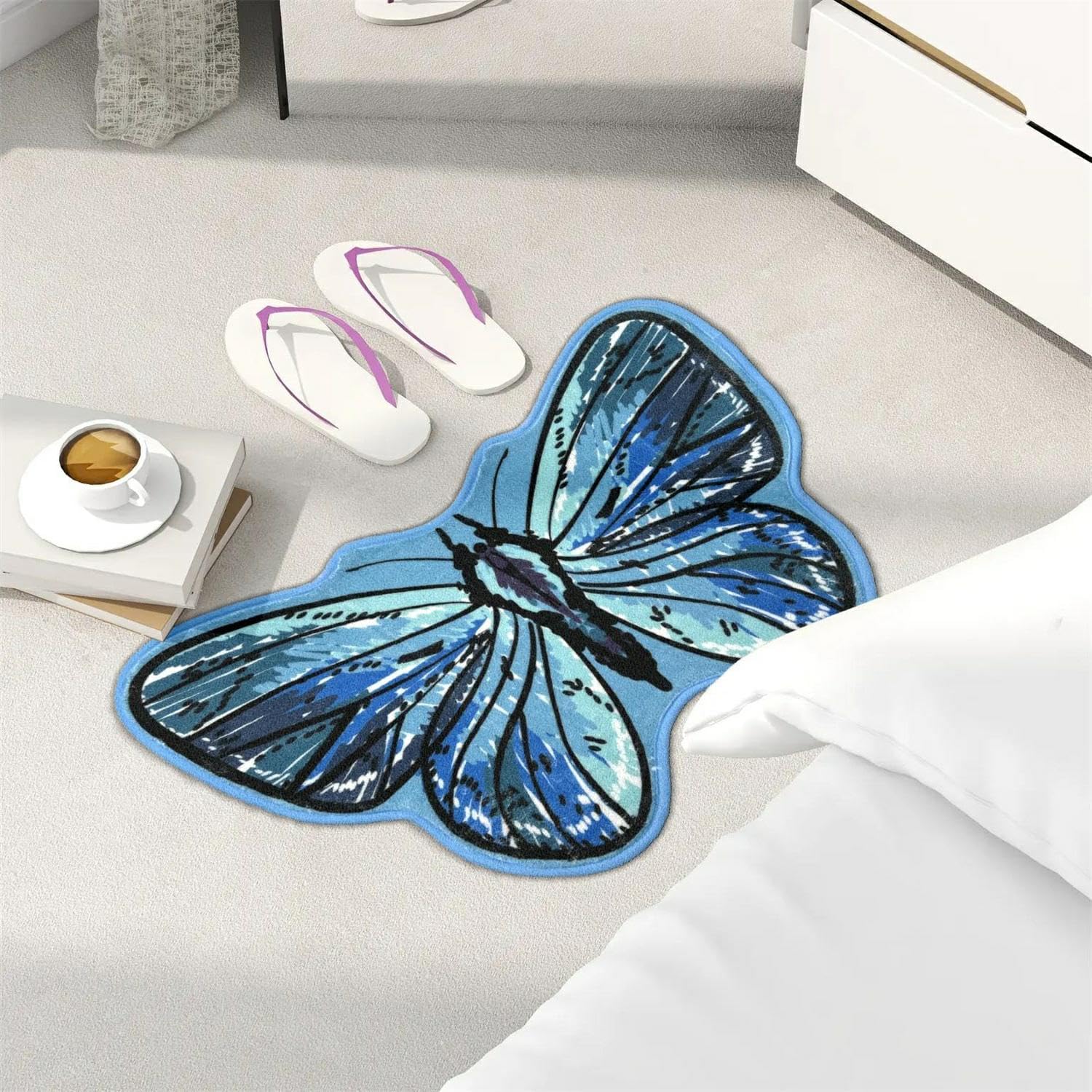 Amazon.com: Butterfly Shaped Area Rug, Velvety Soft Faux Wool Mat ...